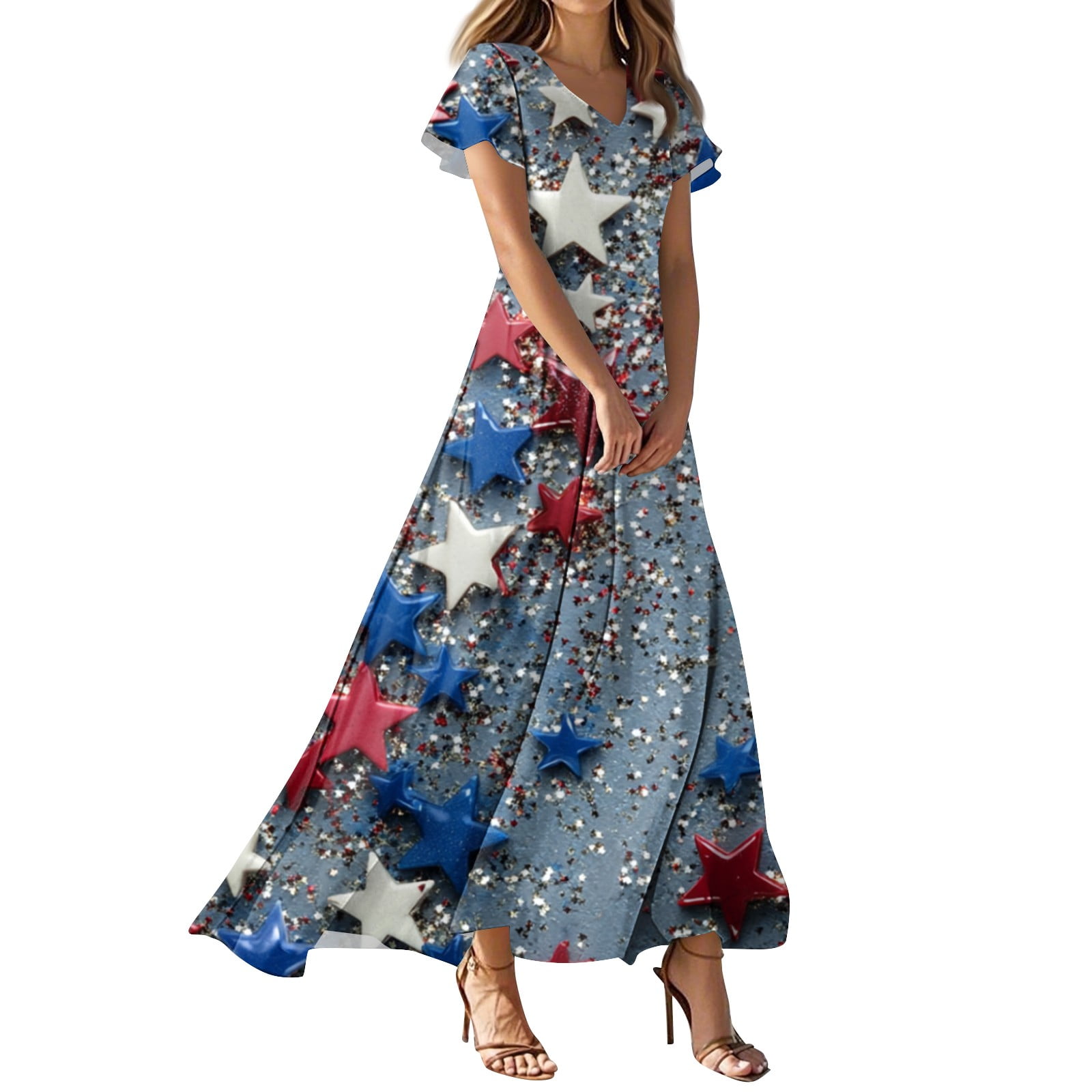 DBAIXID Independence Day Swing Summer Dress For Women 2025 Patriotic ...