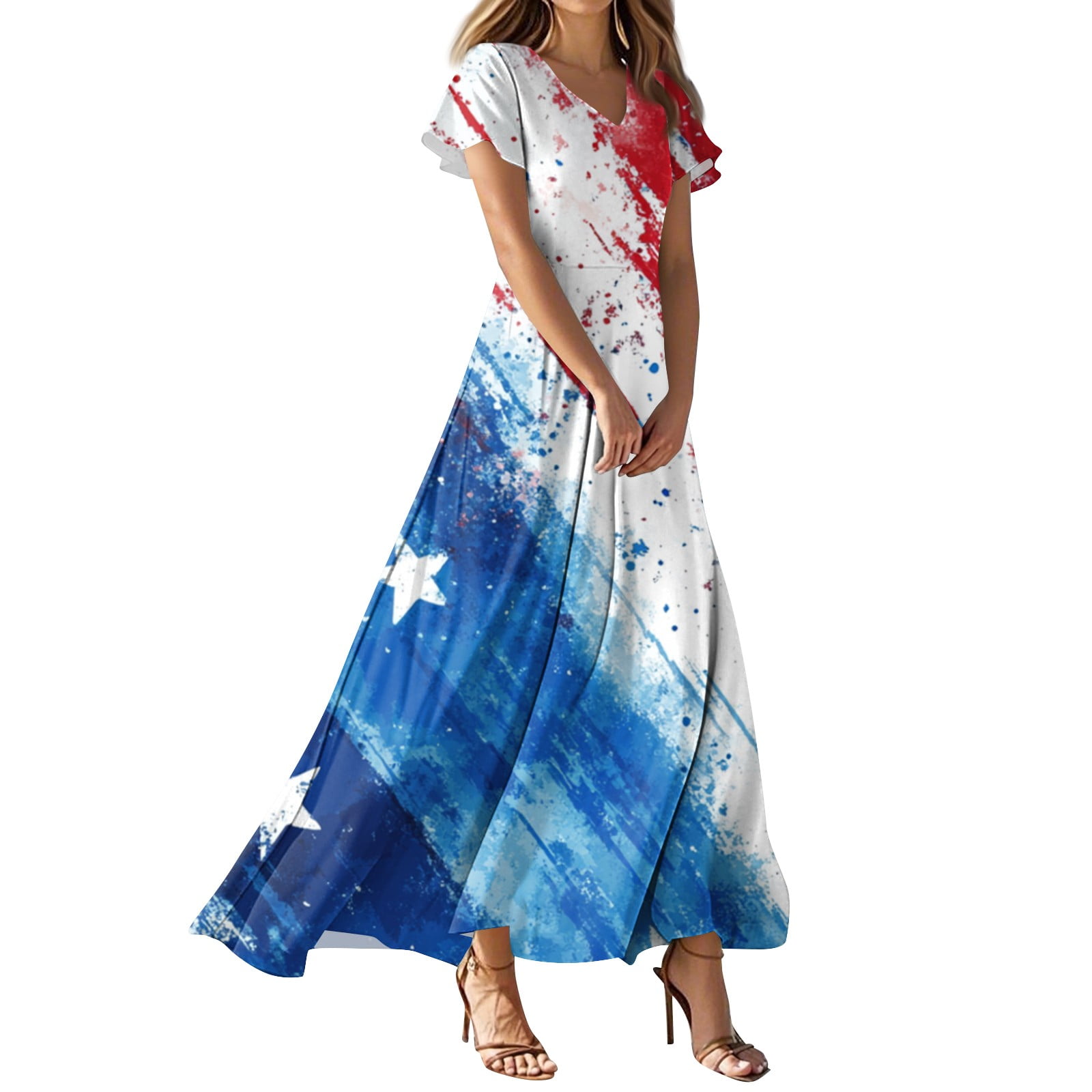 DBAIXID Independence Day Swing Summer Dress For Women 2025 Patriotic ...