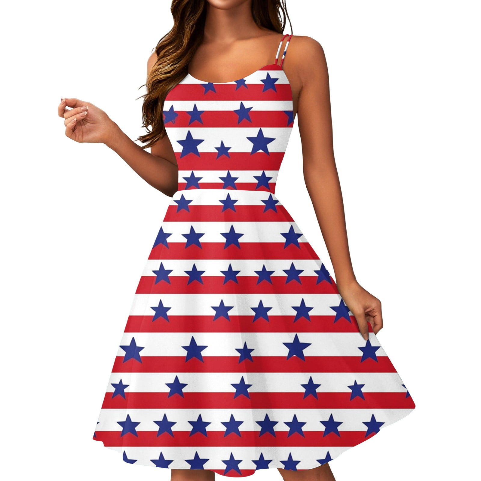 DBAIXID Independence Day Womens Dress Round 1776 Patriotic Plus Size ...
