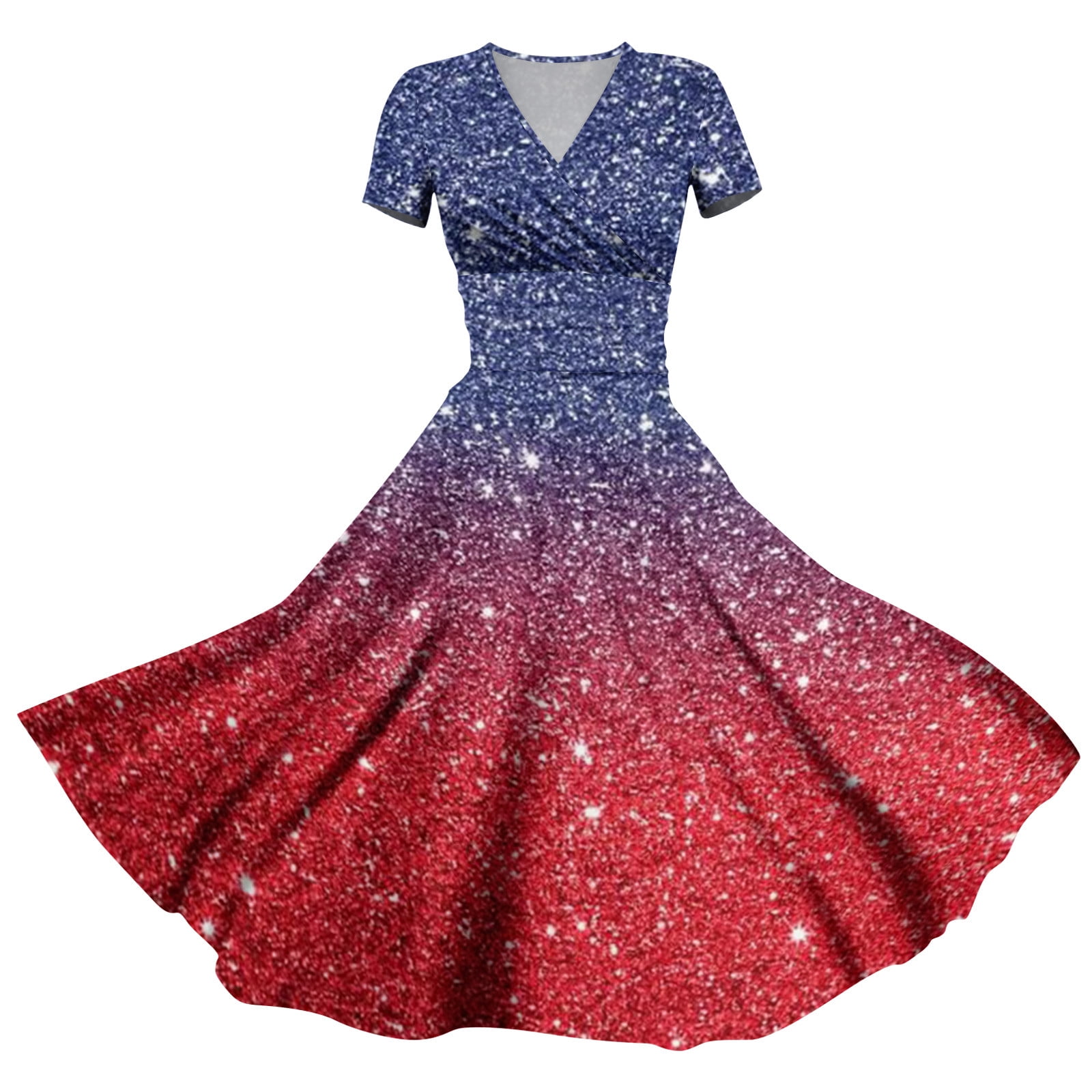 DBAIXID Independence Day Womens Dress Short Sleeve 1776 Patriotic USA ...