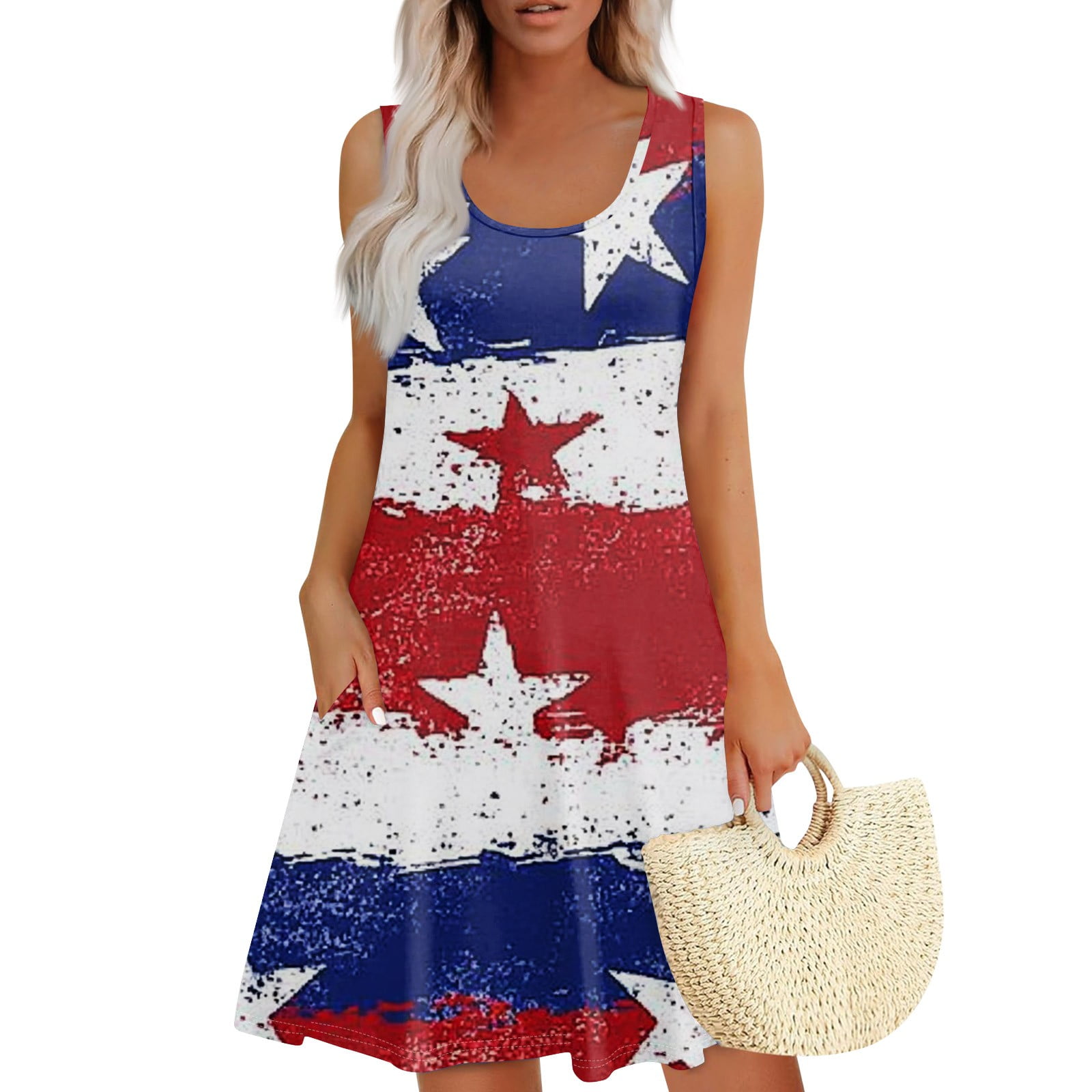 DBAIXID Independence Day Womens Dress Sleeveless 1776 Patriotic USA ...
