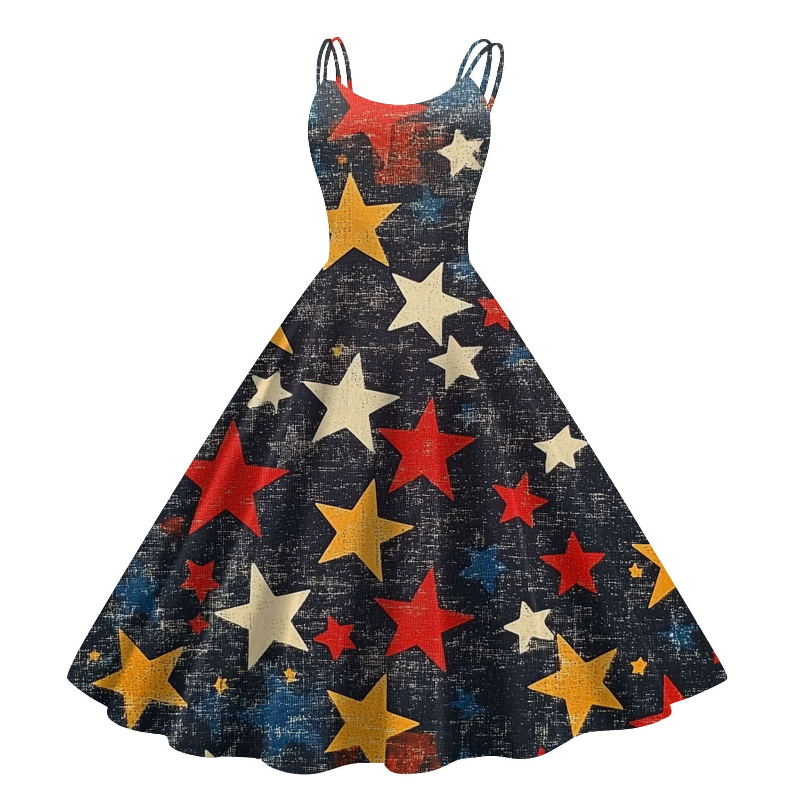 DBAIXID Independence Day Womens Dress Sleeveless USA American Flag Plus ...