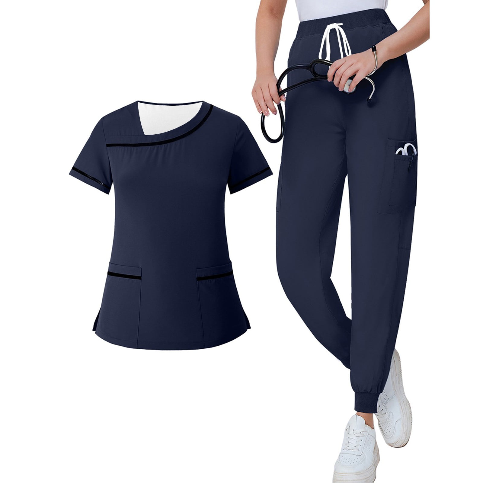 DBAIXID Jogger Scrub Set Stretch 2 Pack Clearance V Neck Moisture ...