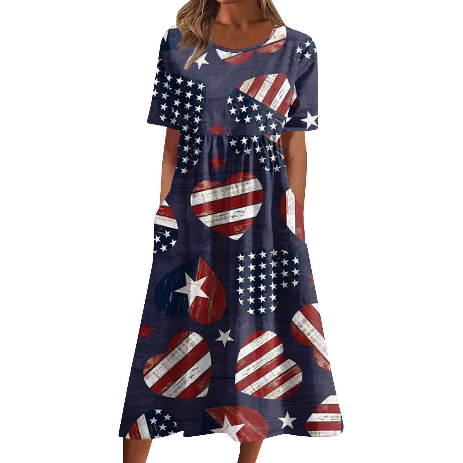 DBAIXID July 4th Dresses for Women Short Sleeve Patriotic Proud ...