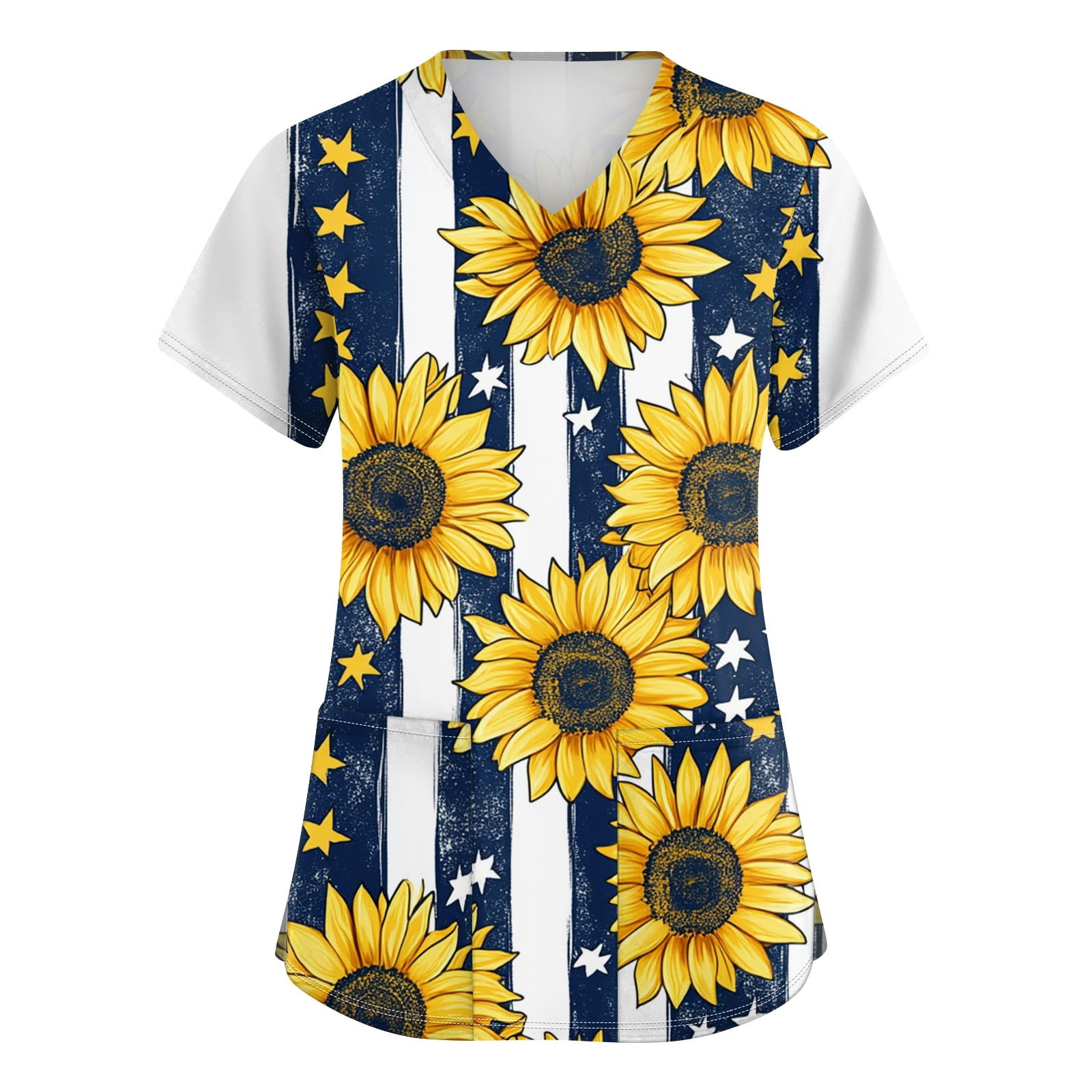 DBAIXID July 4th Scrub Tops Womens Red White and Blue Unshackled Spirit ...