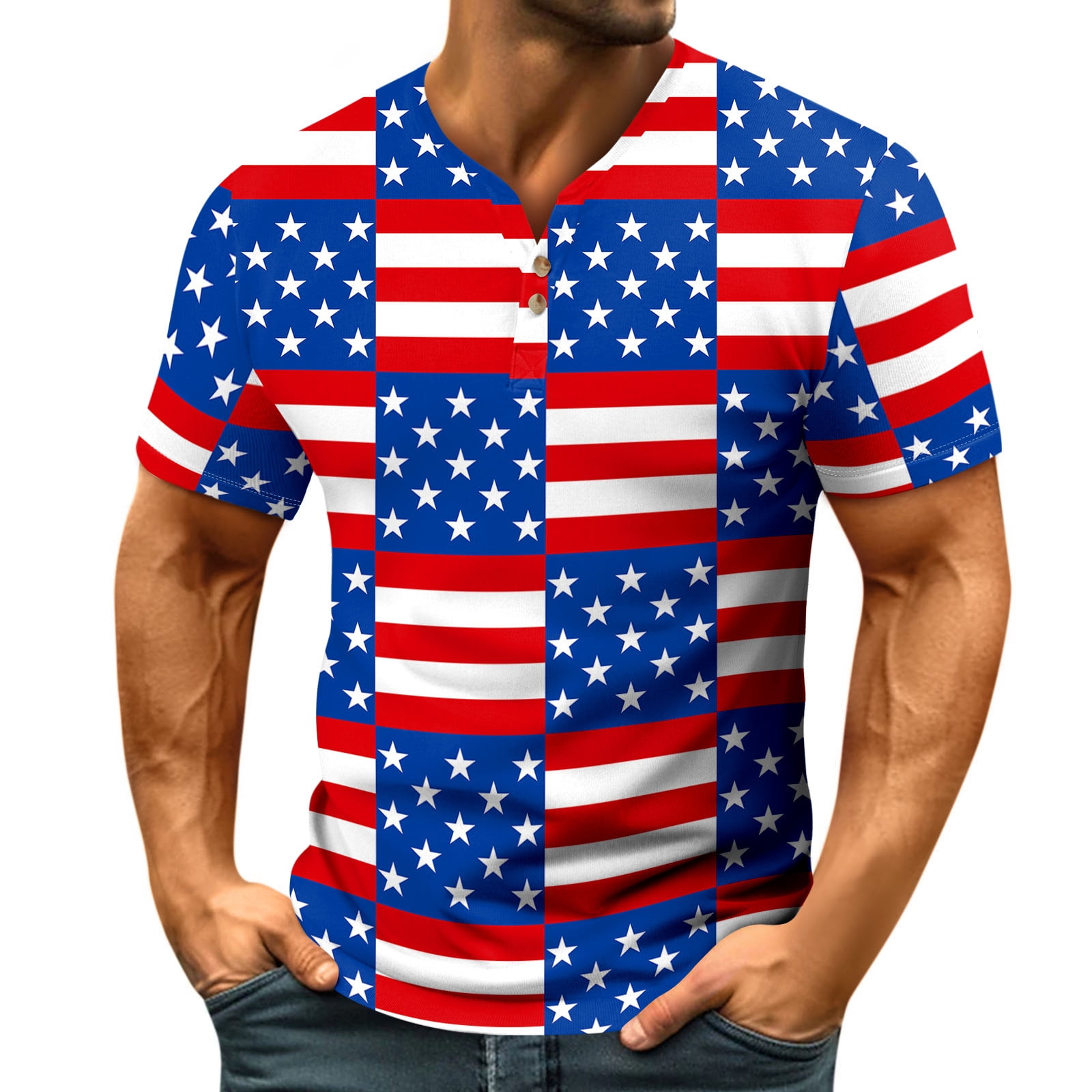 DBAIXID July 4th Tops for Men Usa Flag Plus Size Proud Heritage Shirts ...