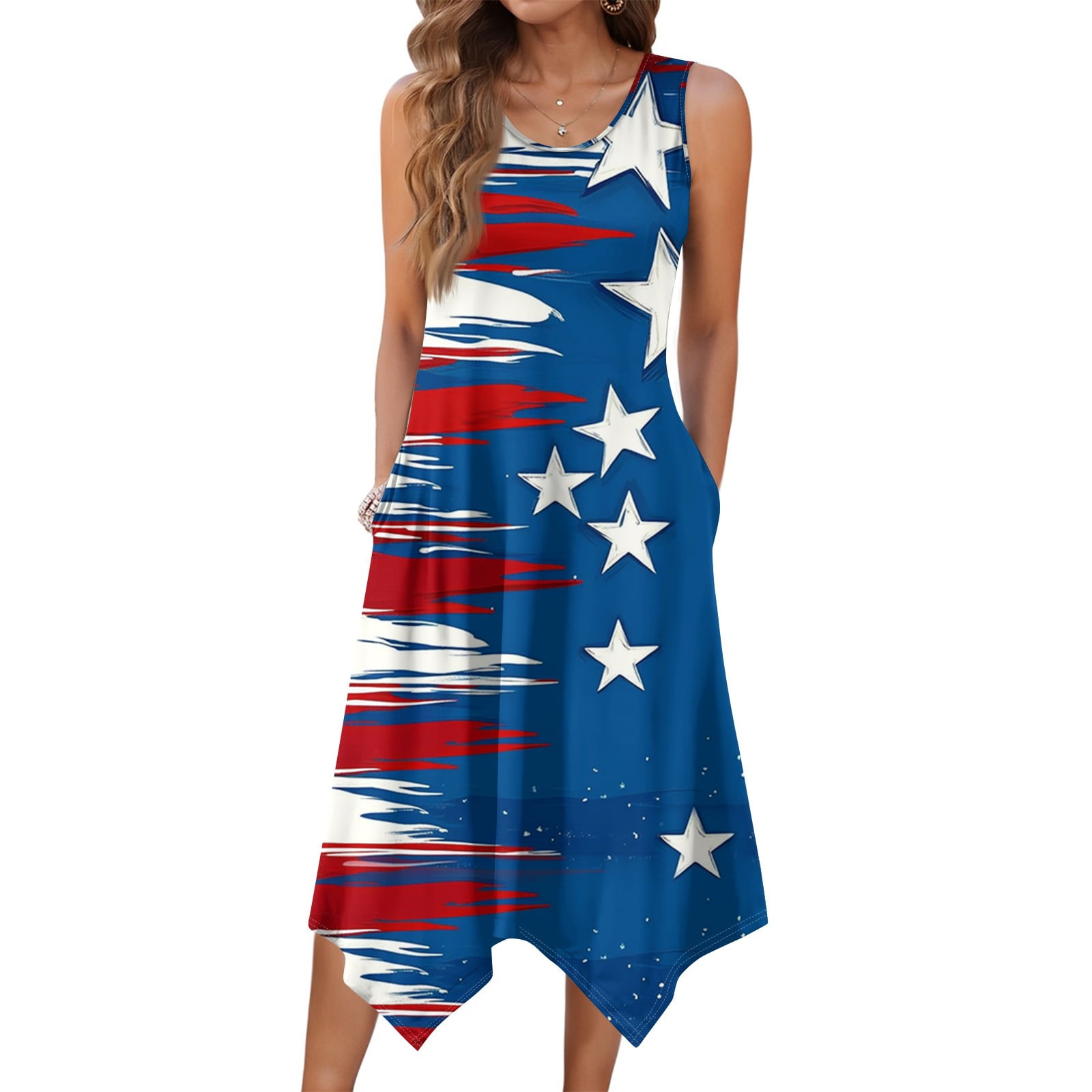 DBAIXID July 4th Womens Dress Crew Neck 1776 Patriotic USA American ...