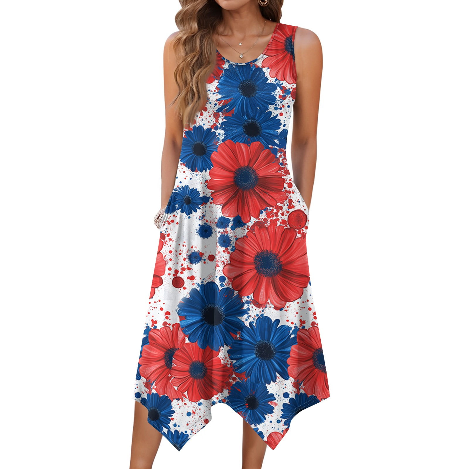 DBAIXID July 4th Womens Dress Crew Neck 1776 Patriotic USA American ...