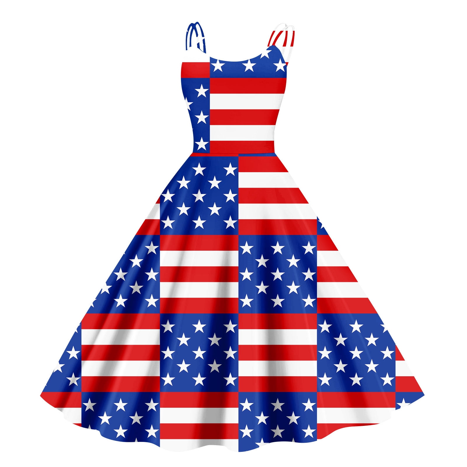 DBAIXID July 4th Womens Dress Round 1776 Patriotic Red White and Blue ...