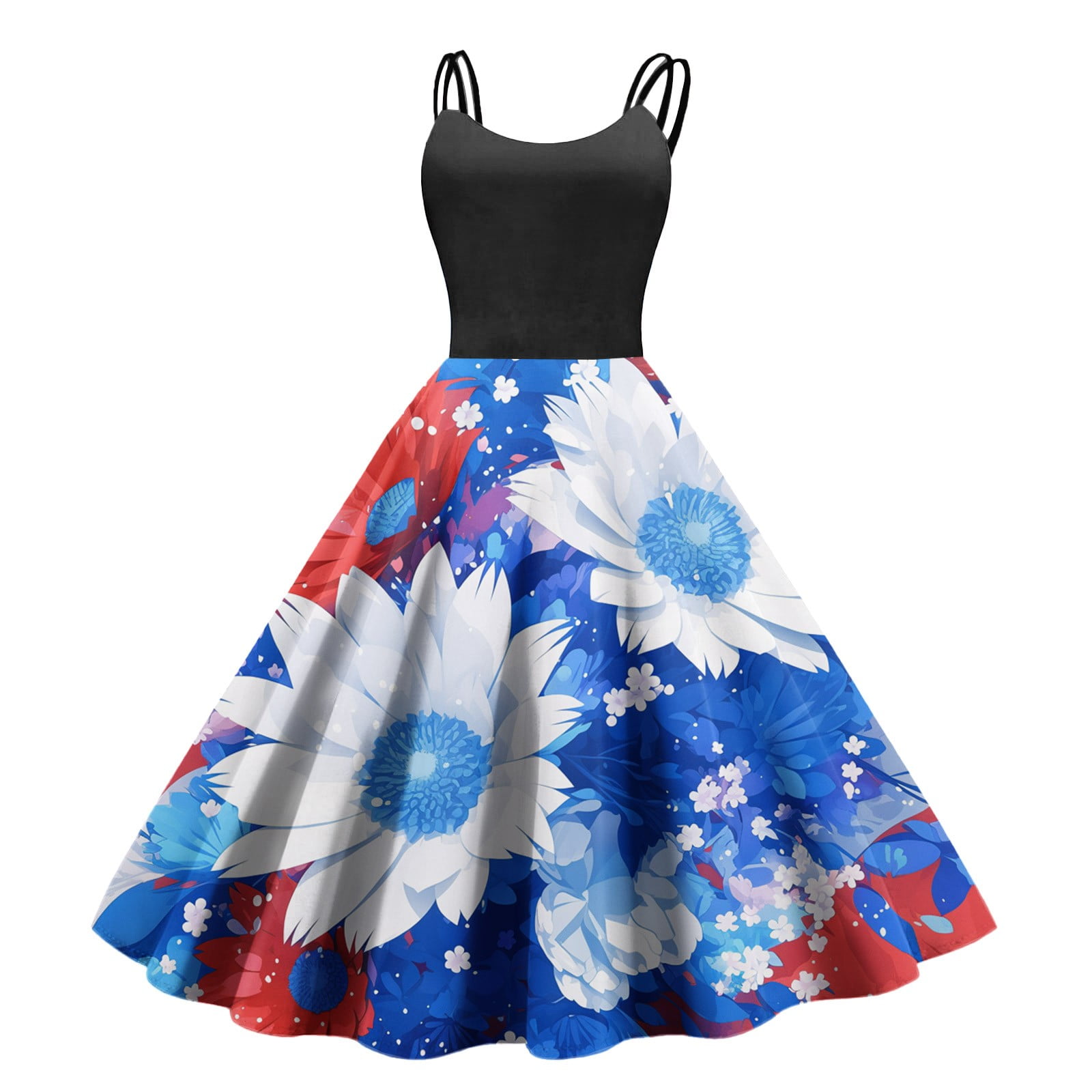 DBAIXID July 4th Womens Dress Round USA American Flag Red White and ...