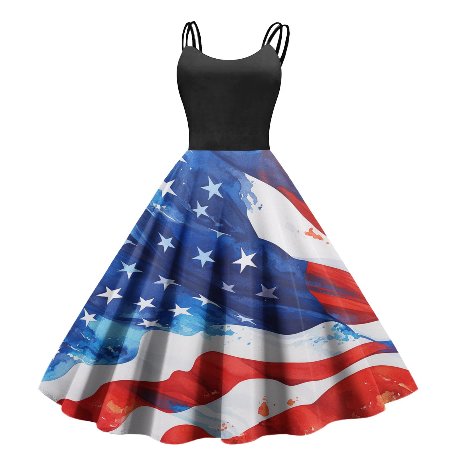DBAIXID July 4th Womens Dress Round USA American Flag Red White and ...