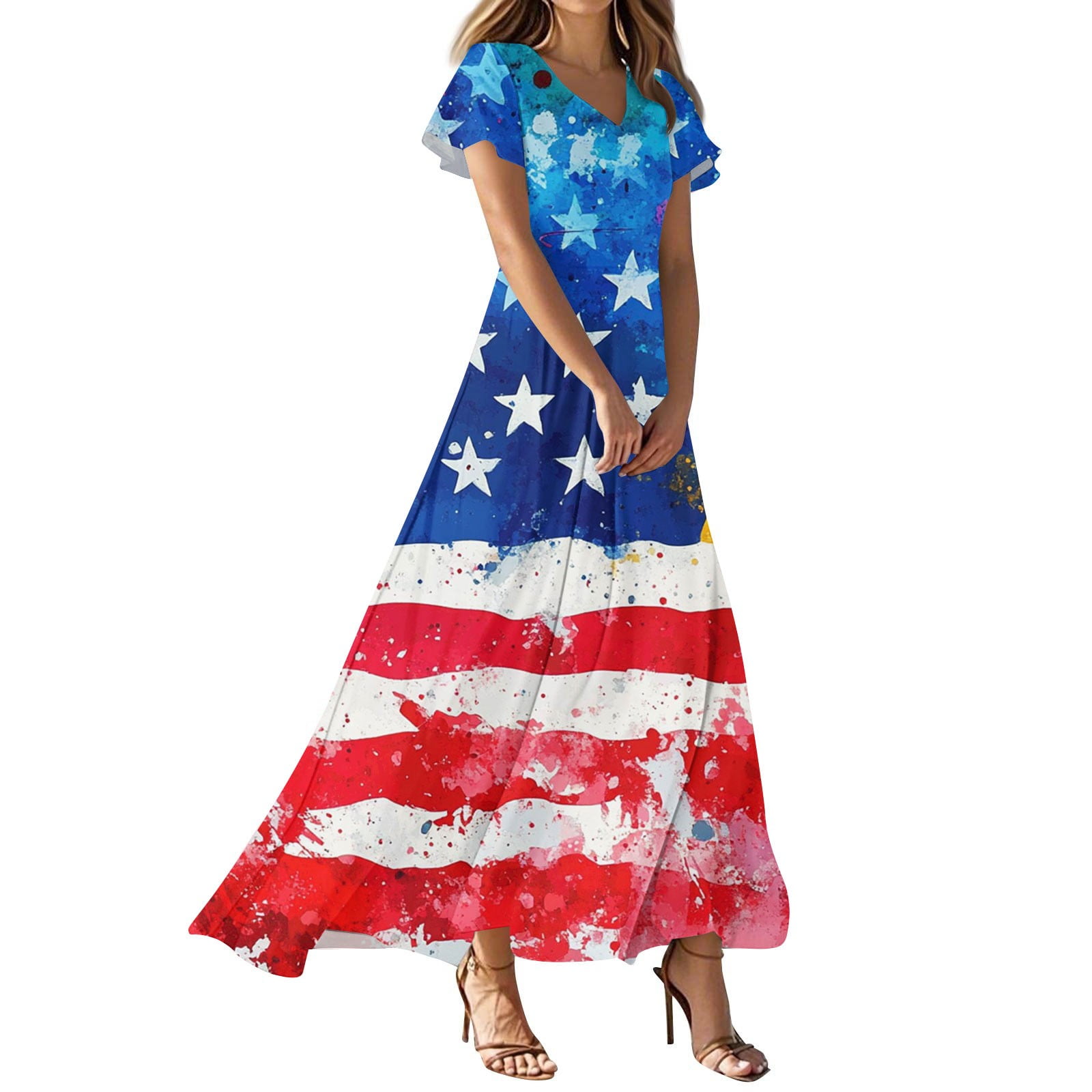 DBAIXID July 4th Womens Dress Sleeveless 1776 Patriotic USA American ...