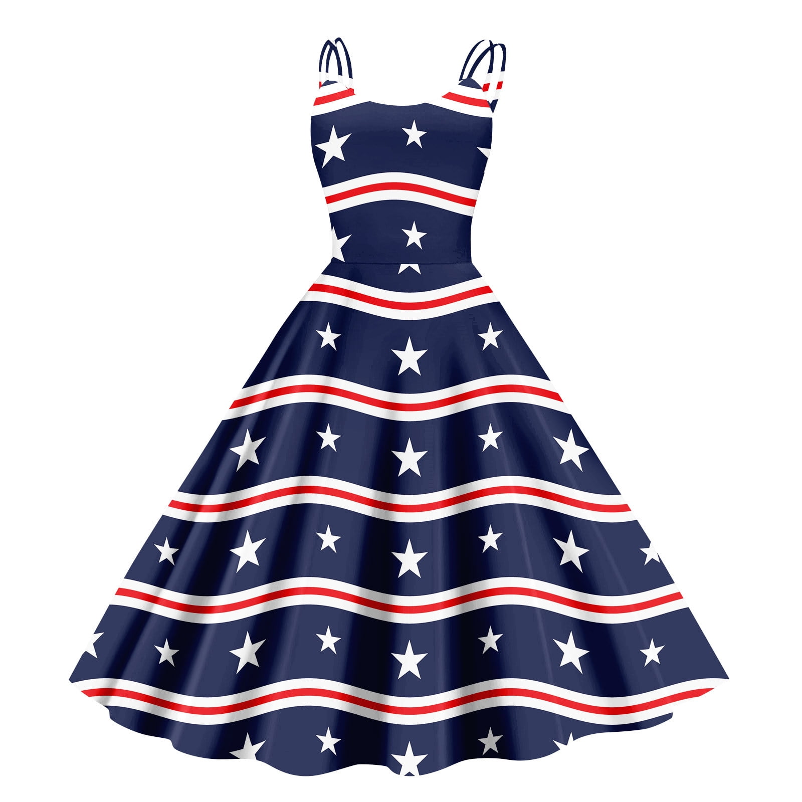 DBAIXID July 4th Womens Dress Sleeveless Plus Size Red White and Blue ...