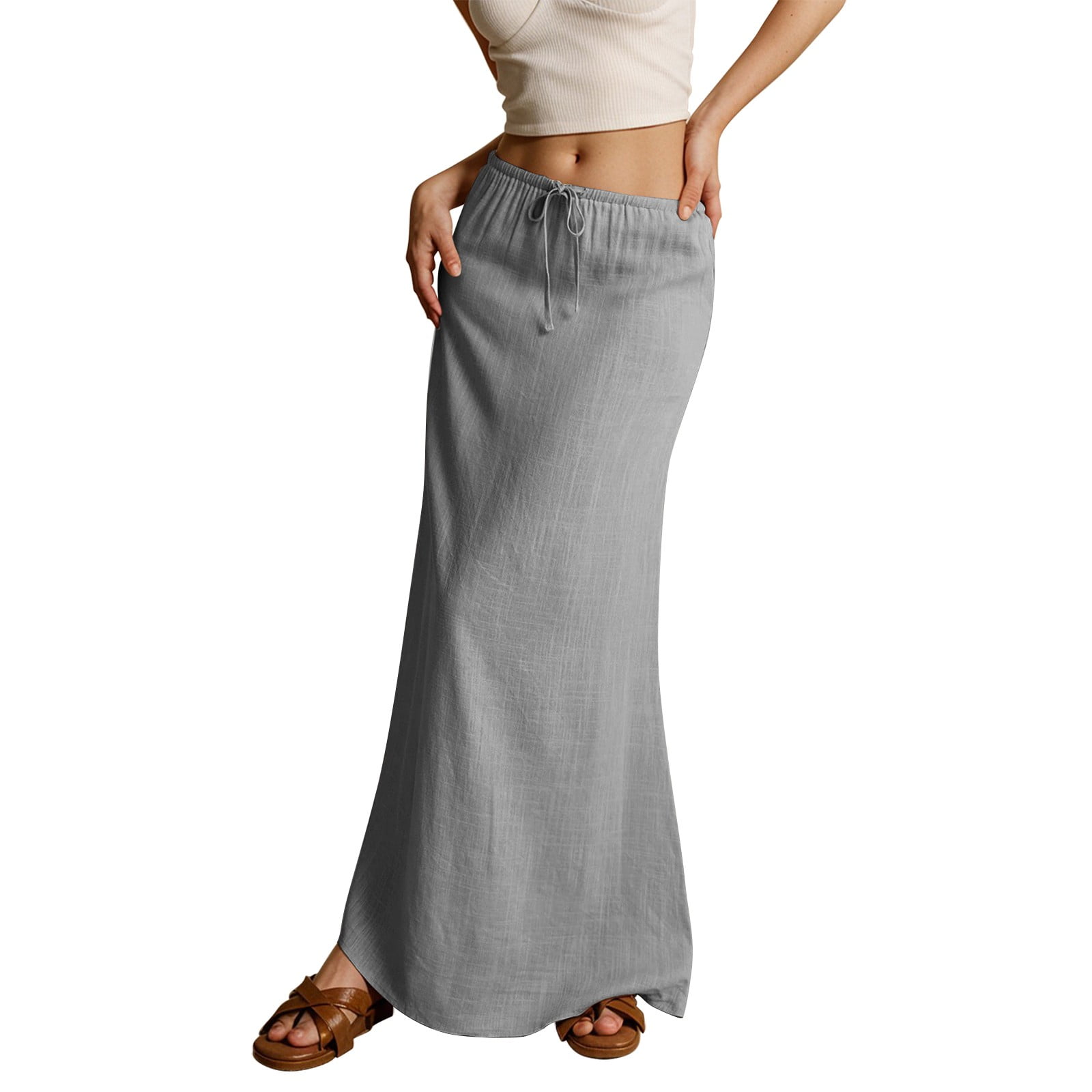 DBAIXID Linen Maxi A Line Skirts Dress for Women Trendy Summer Comfy ...