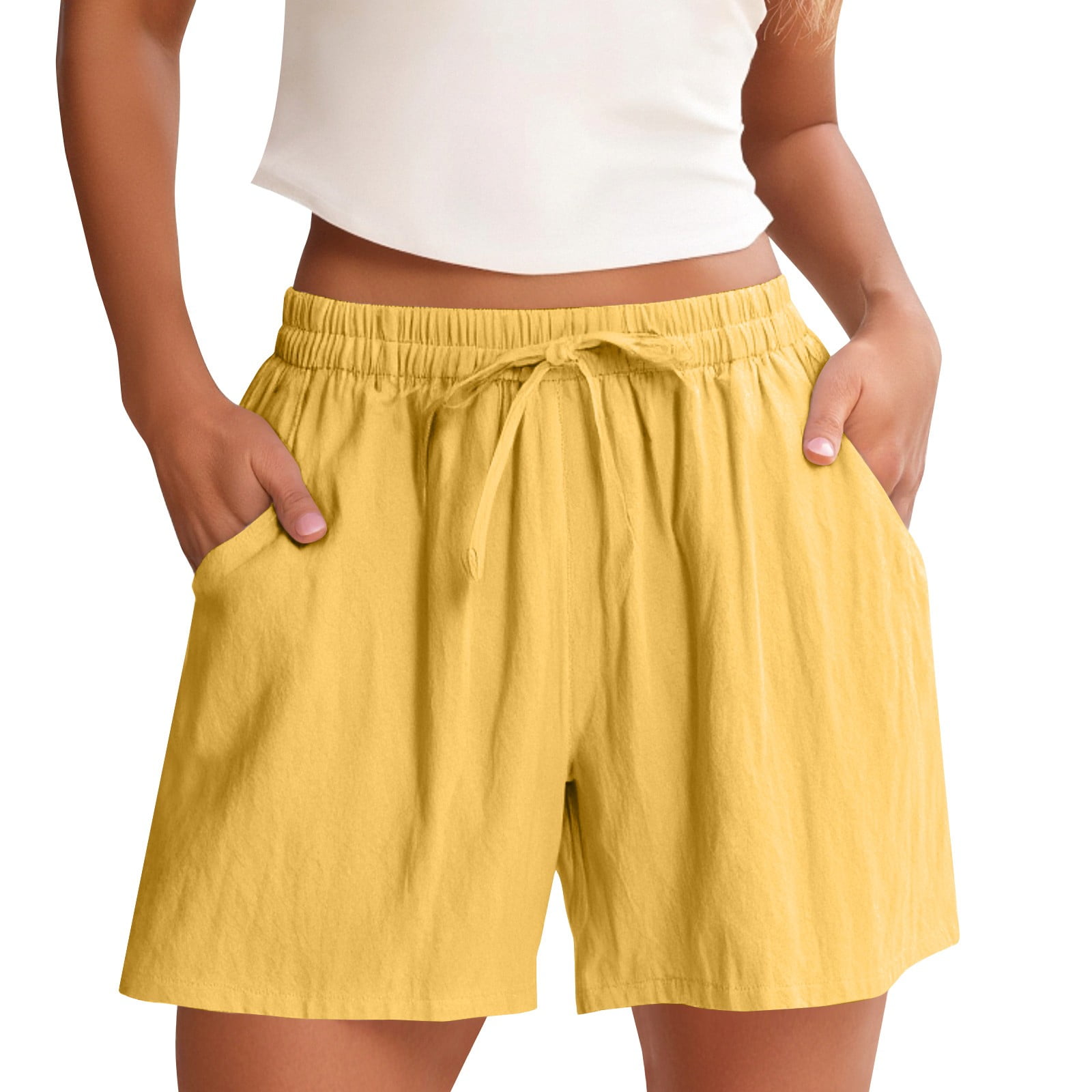 DBAIXID Linen Shorts for Women Plus Size Pull on Drawstring Clearance ...