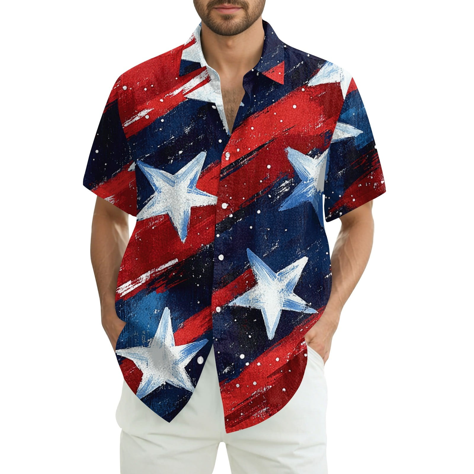 DBAIXID Memorial Day Button Down T-Shirts for Men Crew Neck 1776 ...