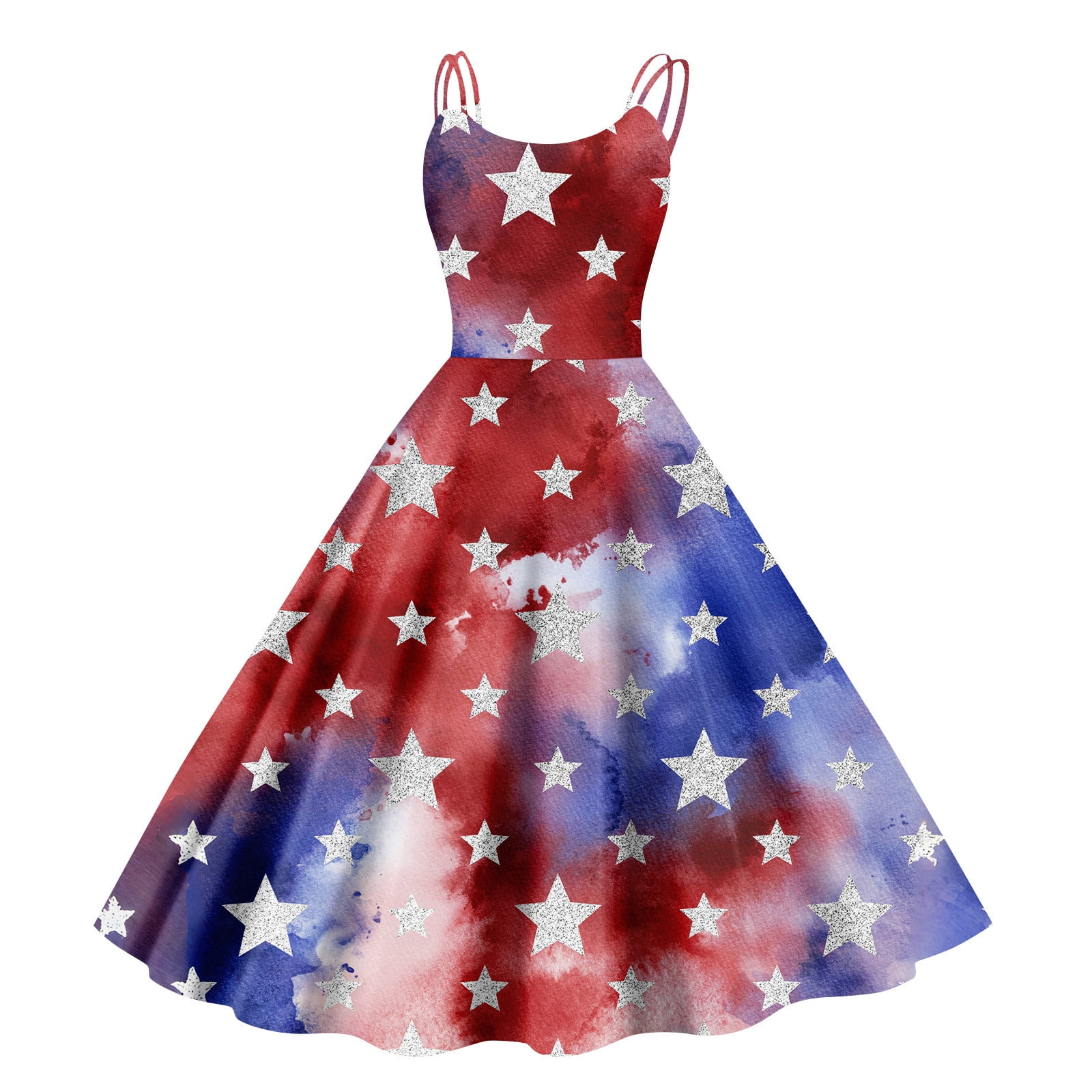 DBAIXID Memorial Day Dress for Women Round USA American Flag 1776 ...