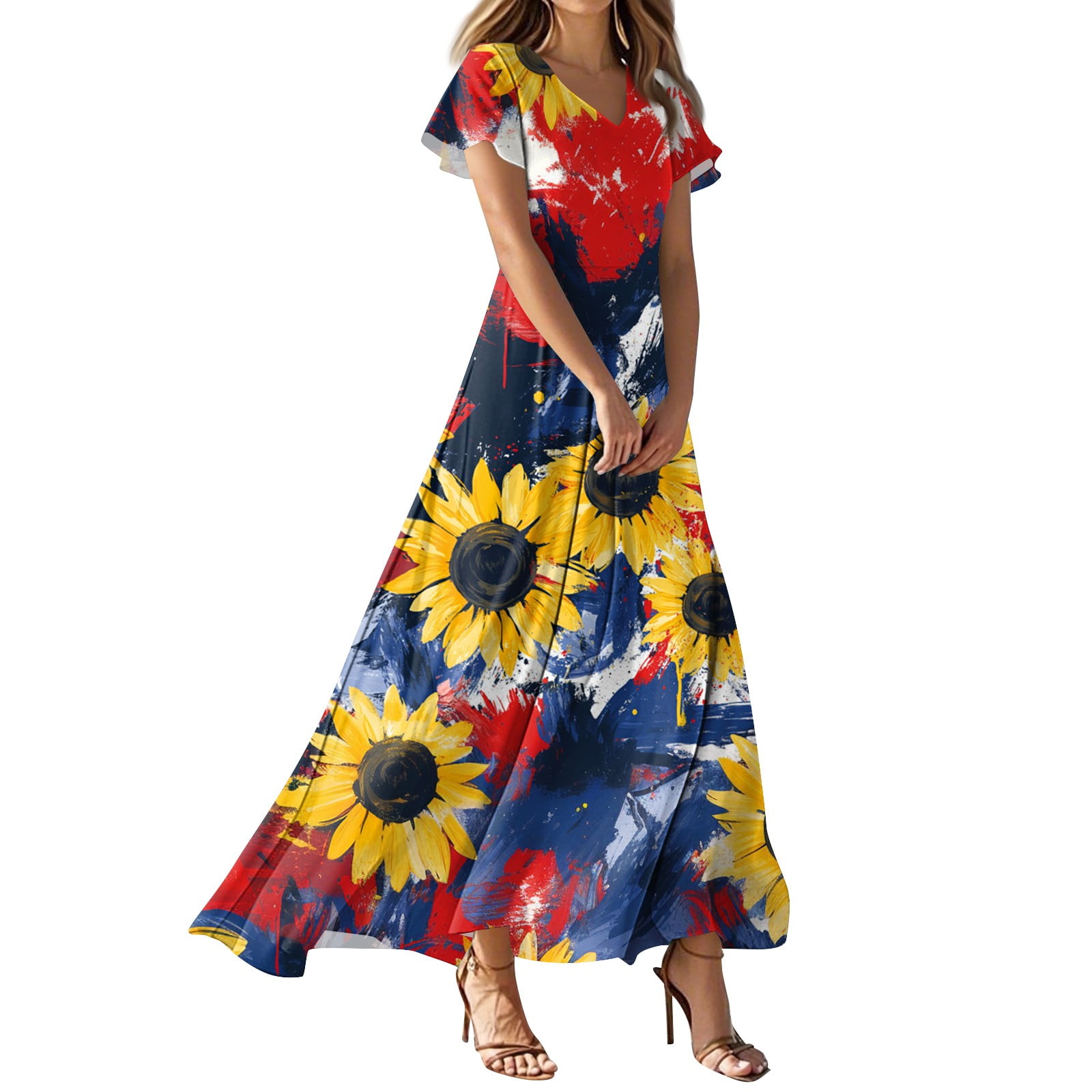DBAIXID Memorial Day Dress for Women Sleeveless Plus Size USA American ...