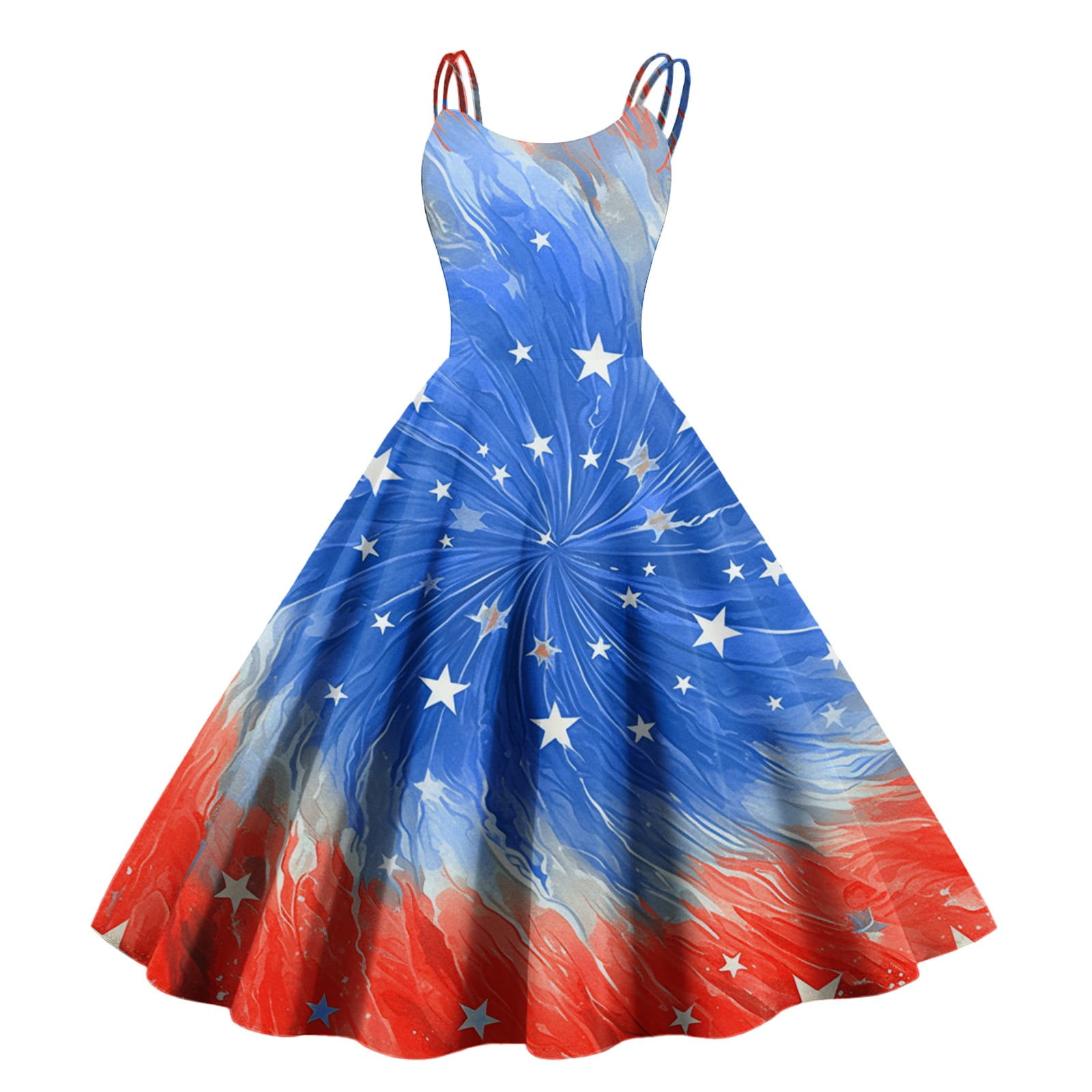 DBAIXID Memorial Day Womens Dress Round 1776 Patriotic Plus Size ...