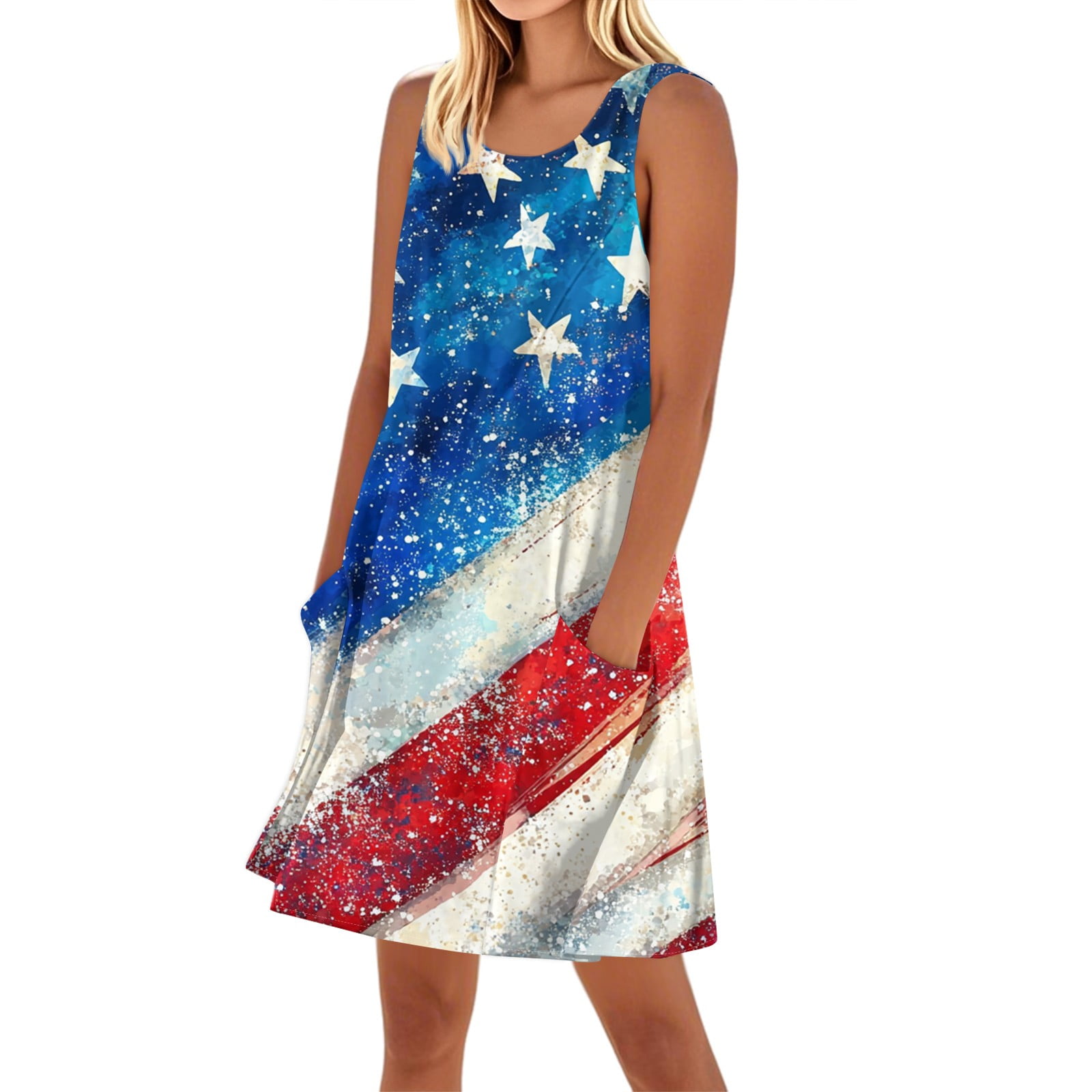 DBAIXID Memorial Day Womens Dress V-Neck USA American Flag 1776 ...