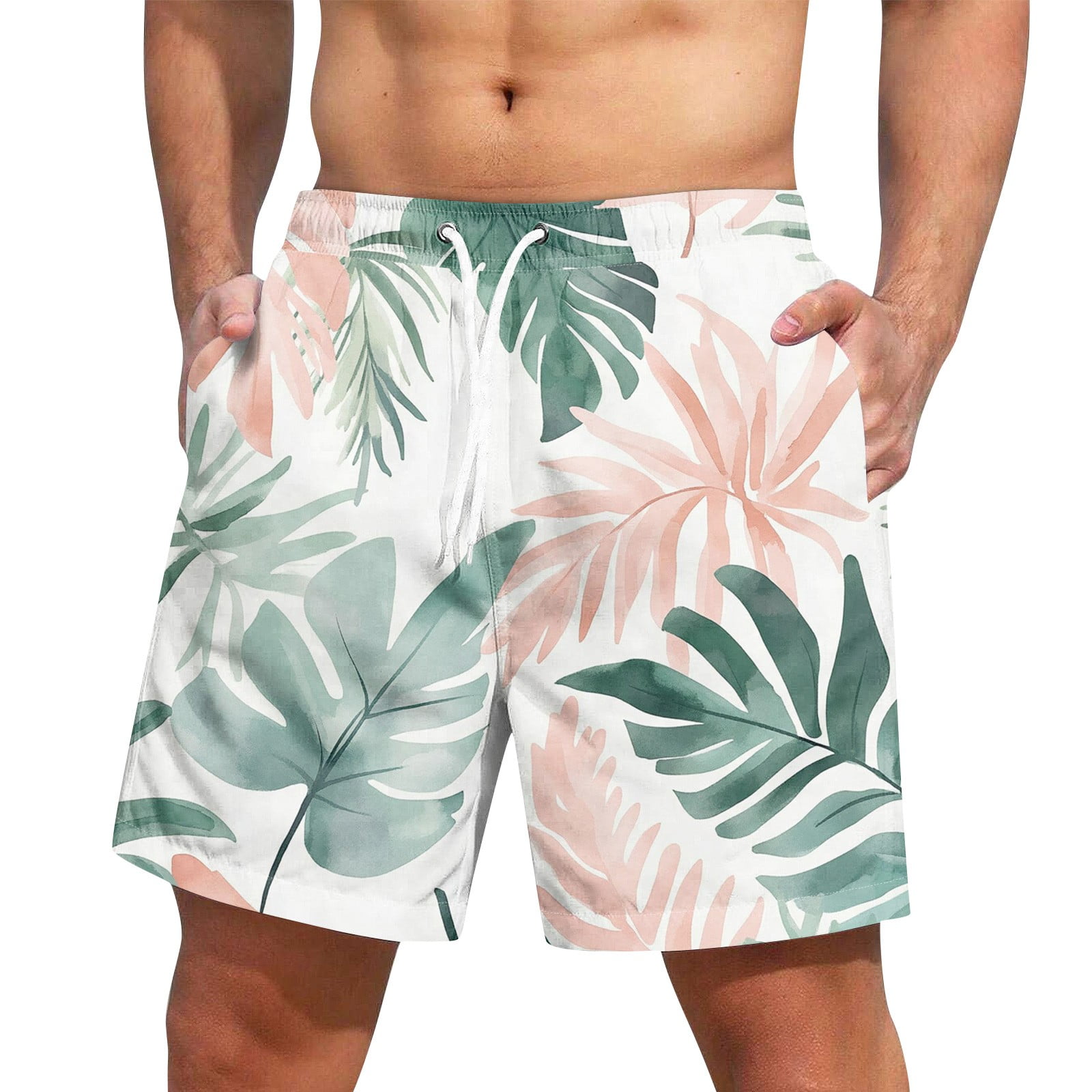 DBAIXID Mens Swim Trunks Beach Tropical Surfing Drawstring Summer ...