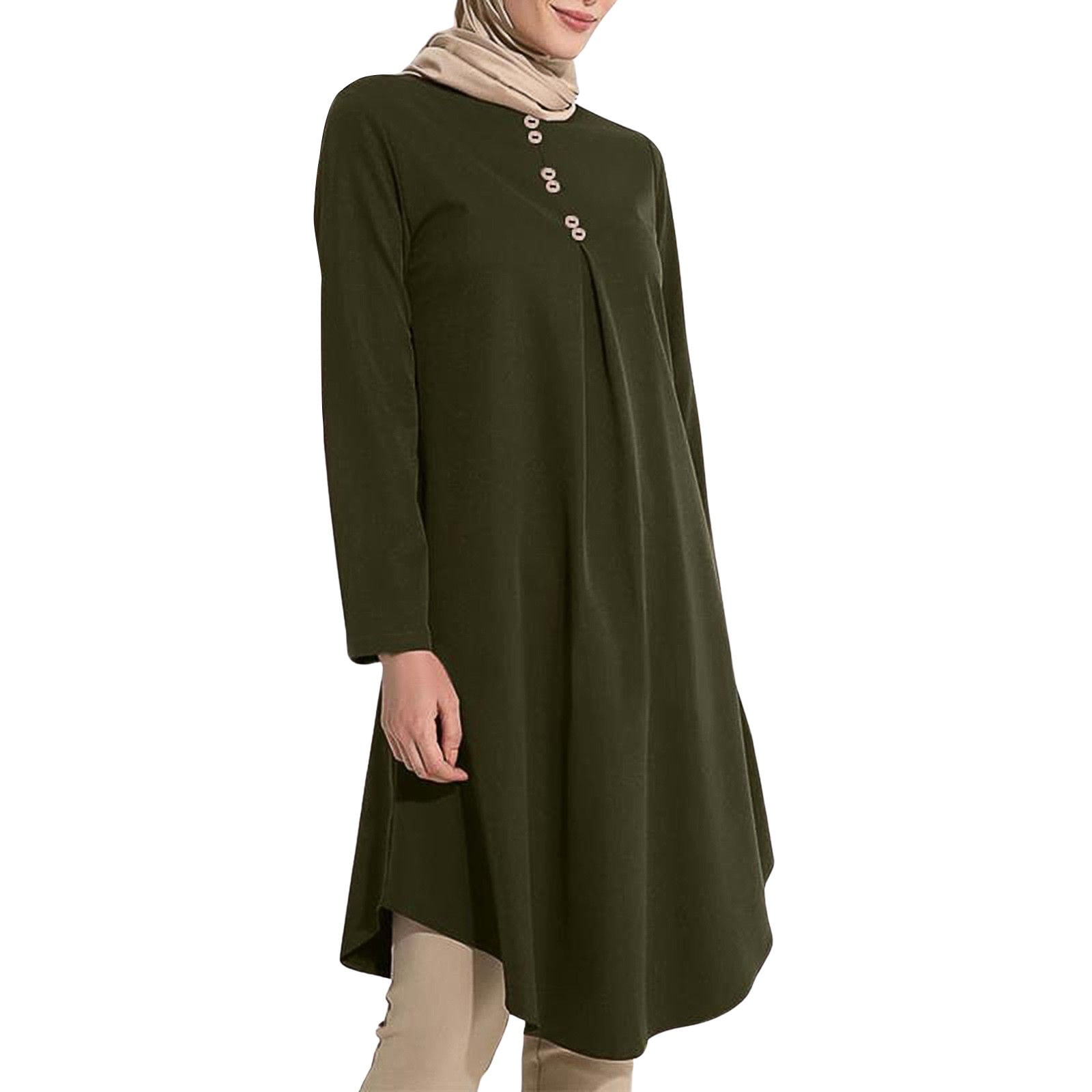 DBAIXID Middle East Arabian Robe Muslim Dresses for Women Abaya Button ...