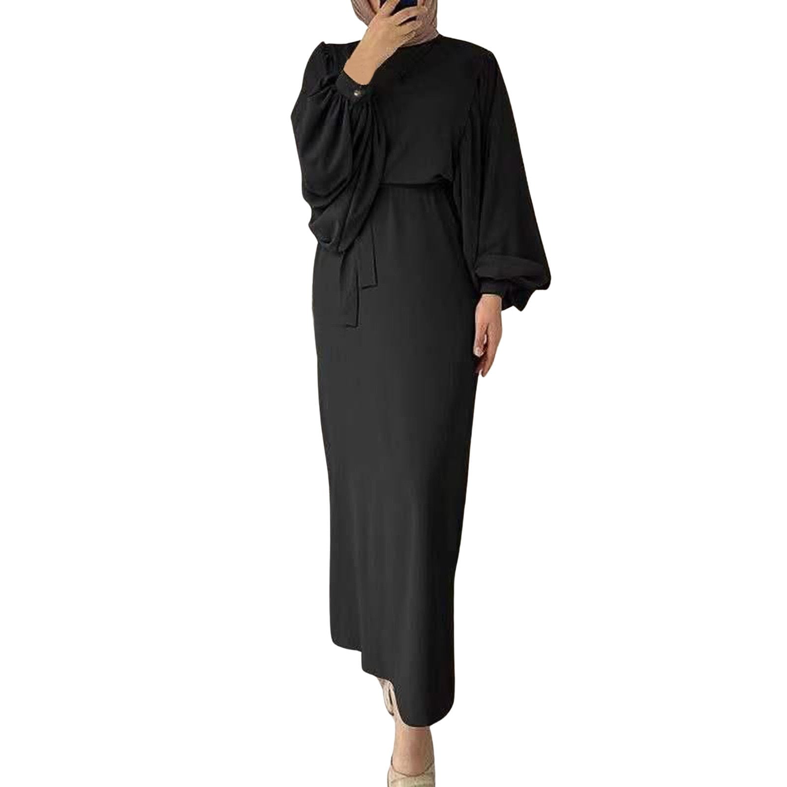 DBAIXID Middle East Arabian Robe Muslim Dresses for Women Abaya Button ...
