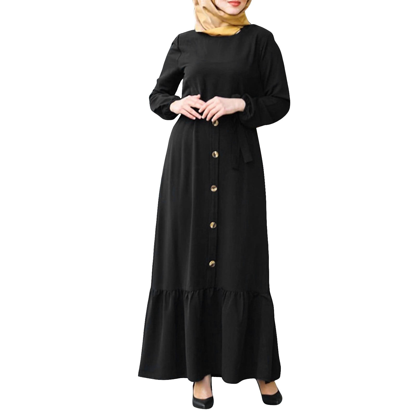 DBAIXID Middle East Arabian Robe Muslim Dresses for Women Abaya Button ...