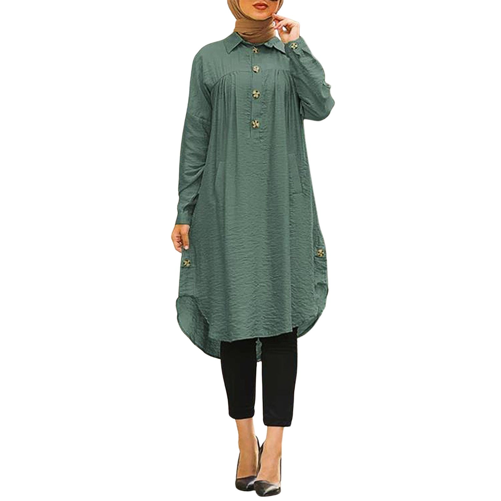 DBAIXID Middle East Arabian Robe Muslim Dresses for Women Abaya Button ...