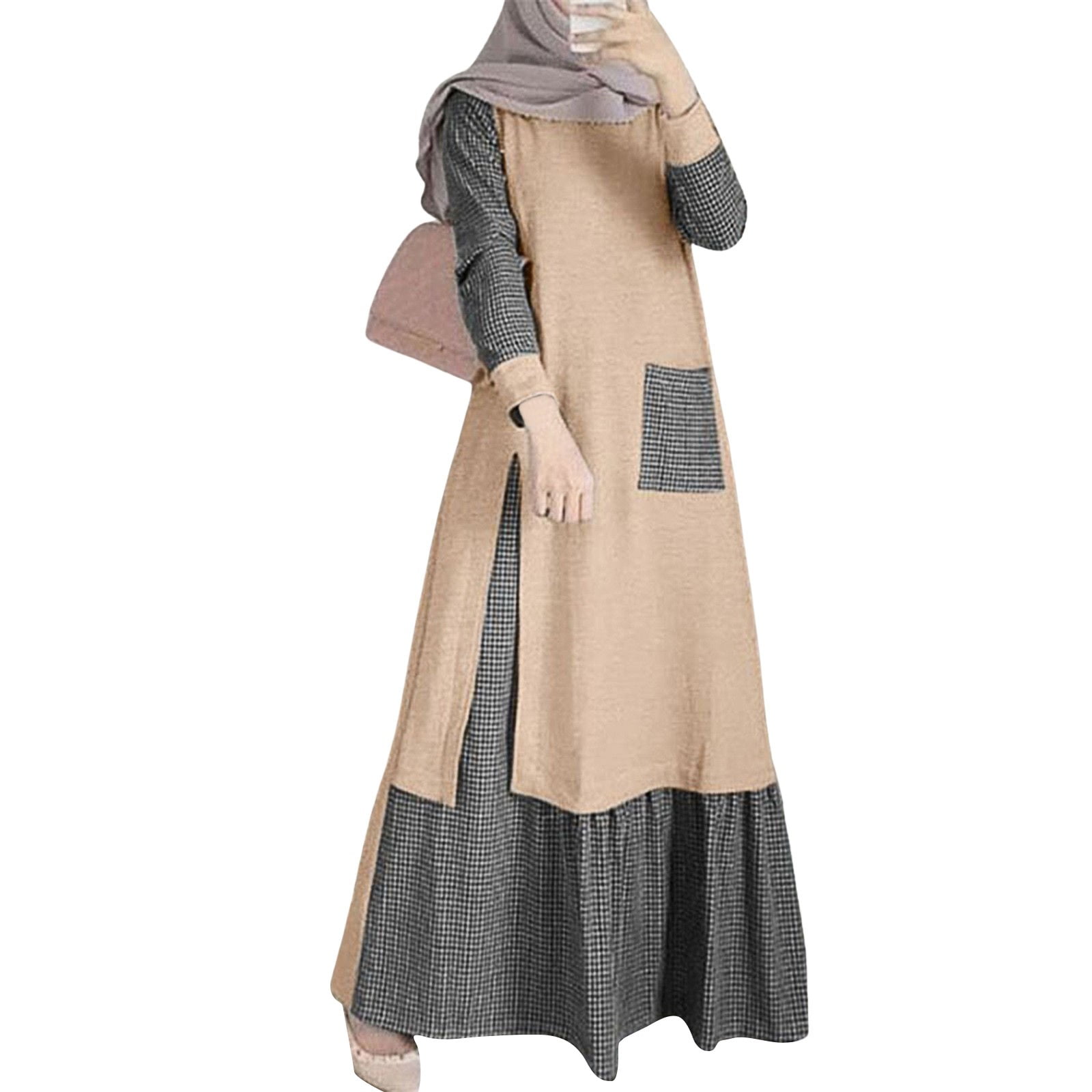 DBAIXID Middle East Arabian Robe Muslim Dresses for Women Abaya Button ...