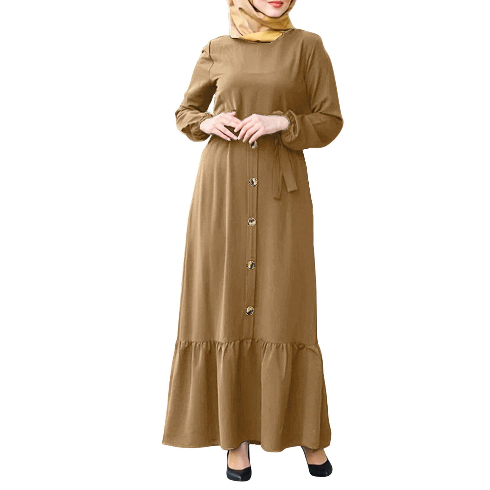 DBAIXID Middle East Arabian Robe Muslim Dresses for Women Abaya Button ...