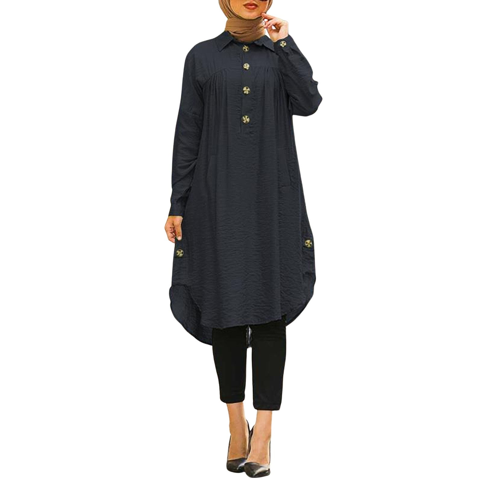 DBAIXID Middle East Arabian Robe Muslim Dresses for Women Abaya Button ...