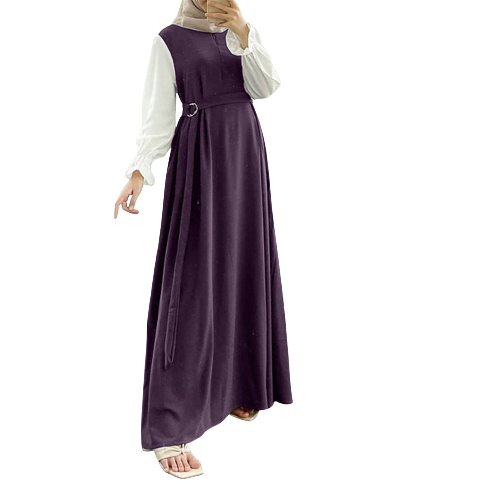 DBAIXID Middle East Arabian Robe Muslim Dresses for Women Abaya Button ...