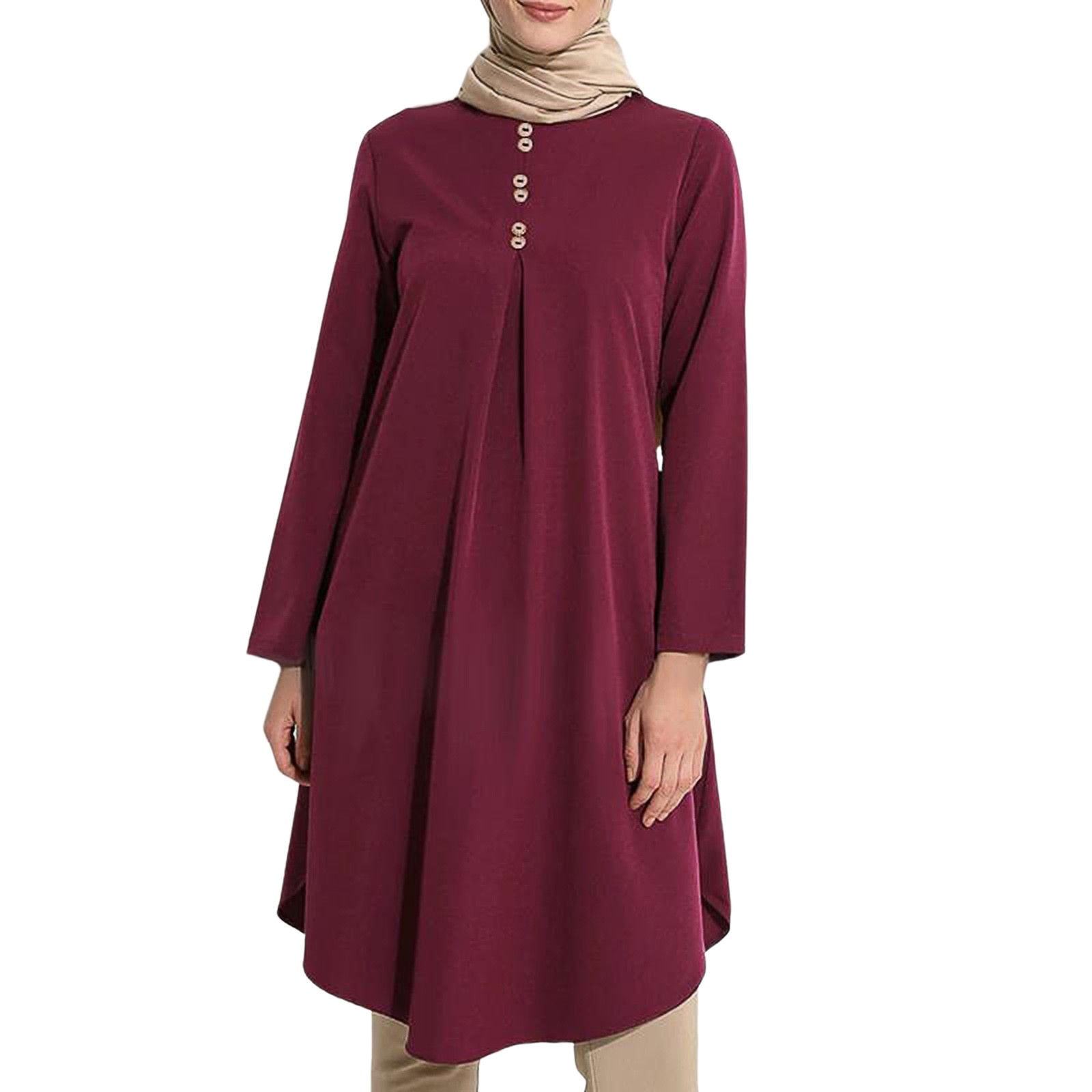 DBAIXID Middle East Arabian Robe Muslim Dresses for Women Abaya Button ...