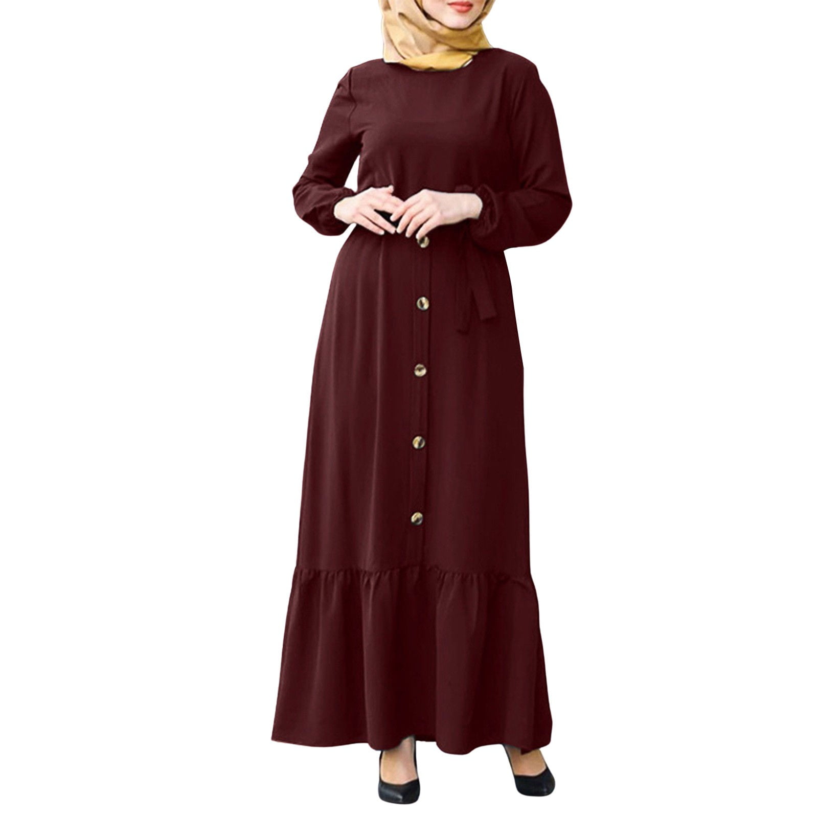 DBAIXID Middle East Arabian Robe Muslim Dresses for Women Abaya Button ...