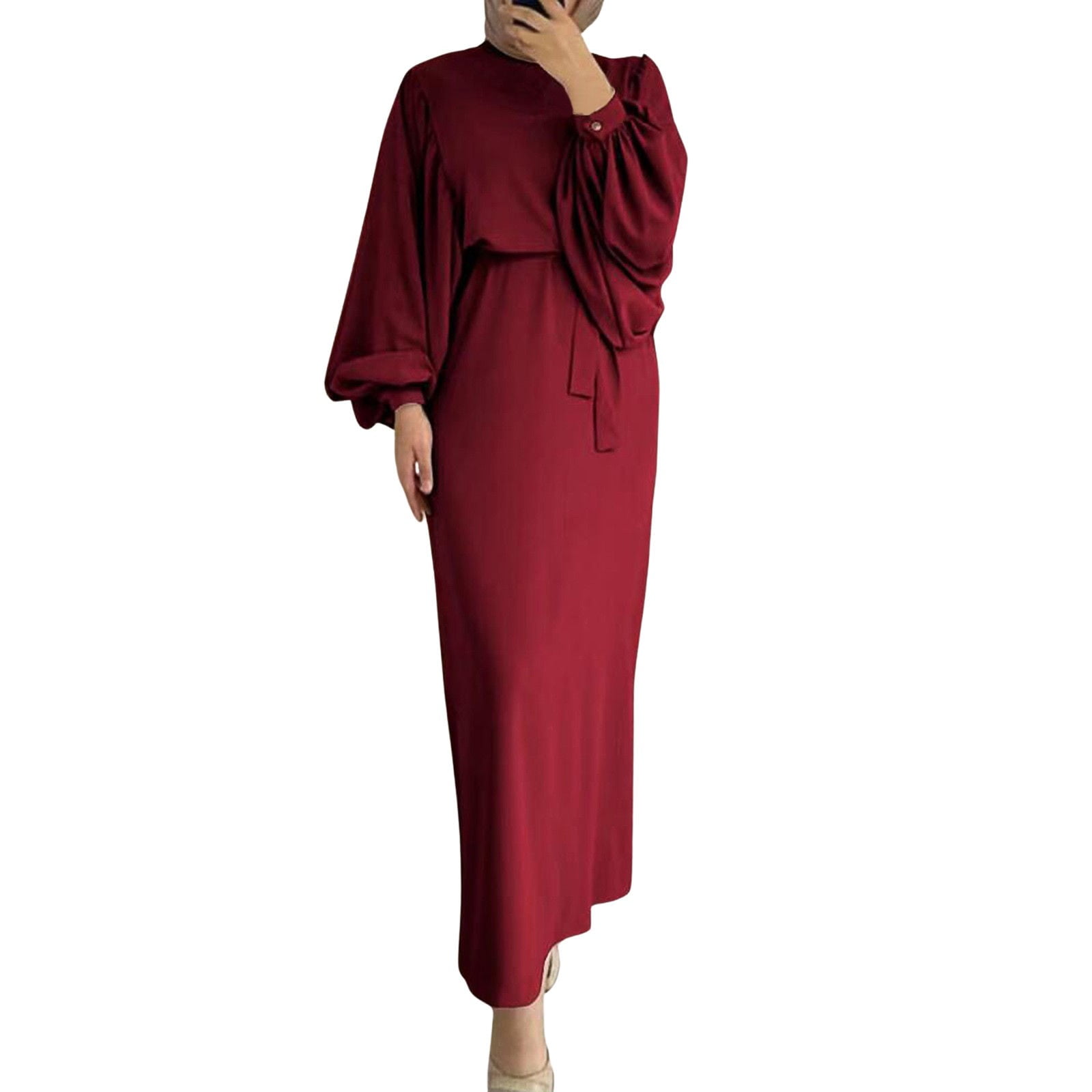DBAIXID Middle East Arabian Robe Muslim Dresses for Women Abaya Button ...