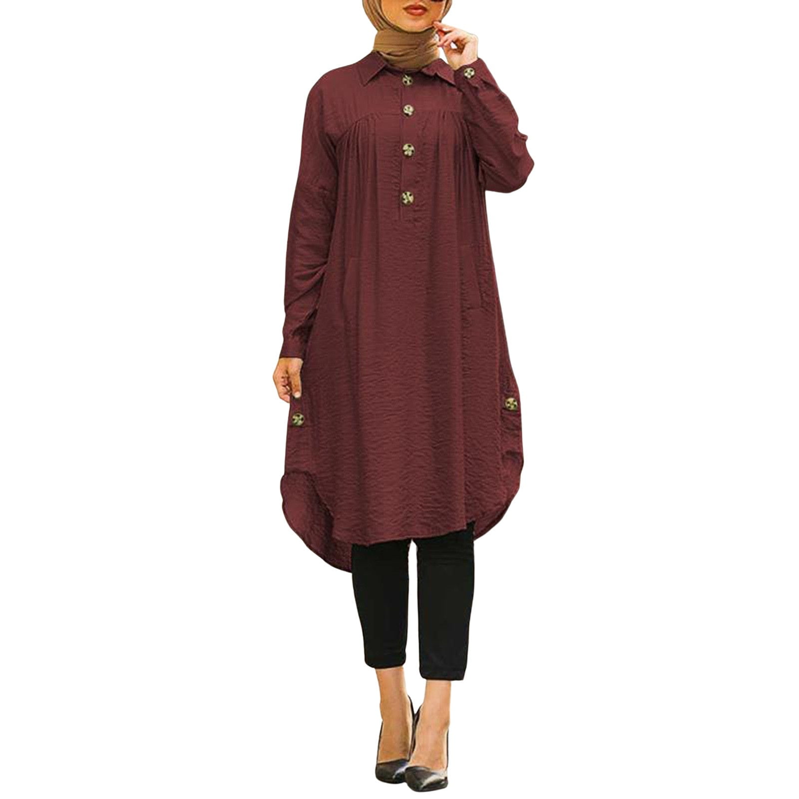 DBAIXID Middle East Arabian Robe Muslim Dresses for Women Abaya Button ...