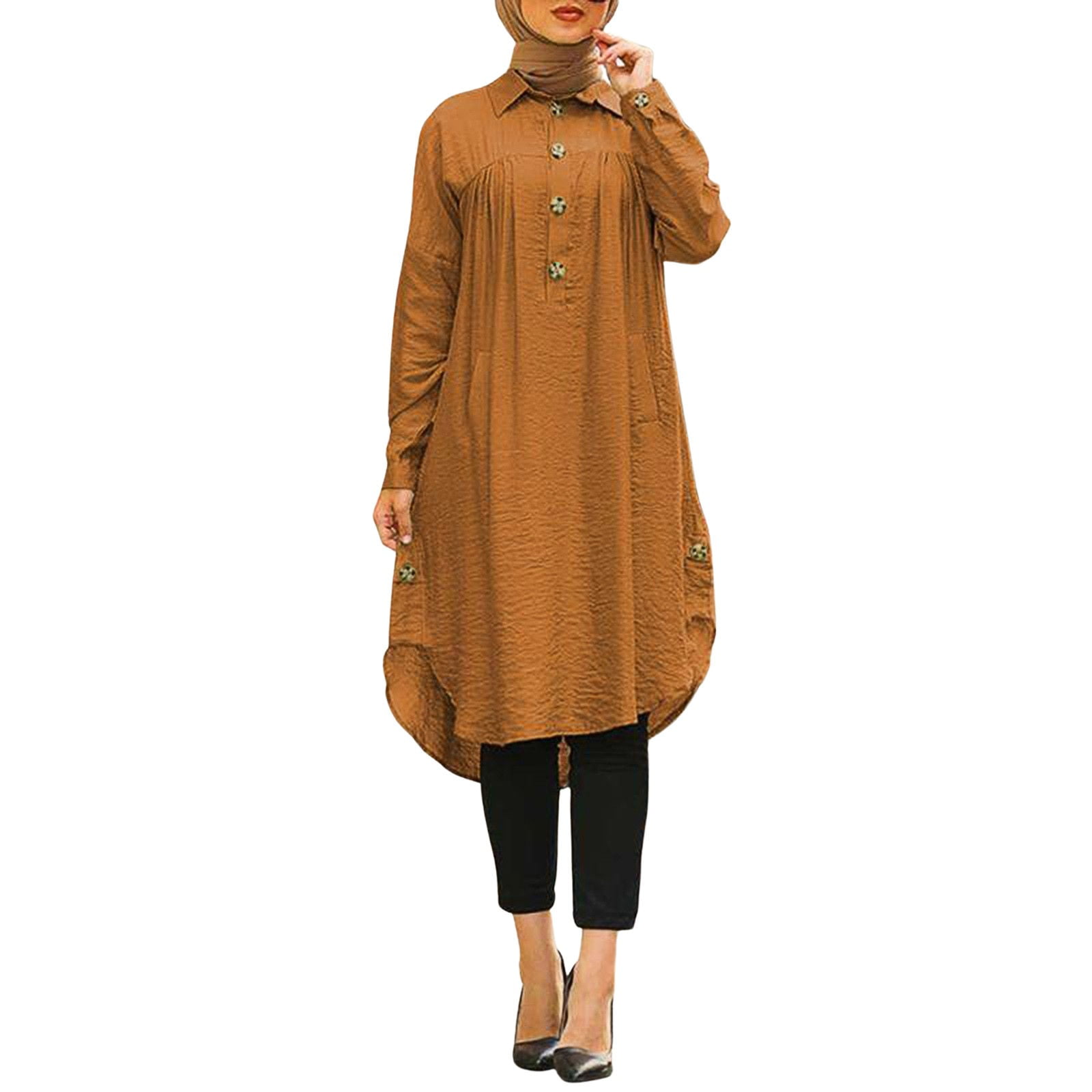 DBAIXID Middle East Arabian Robe Muslim Dresses for Women Abaya Button ...