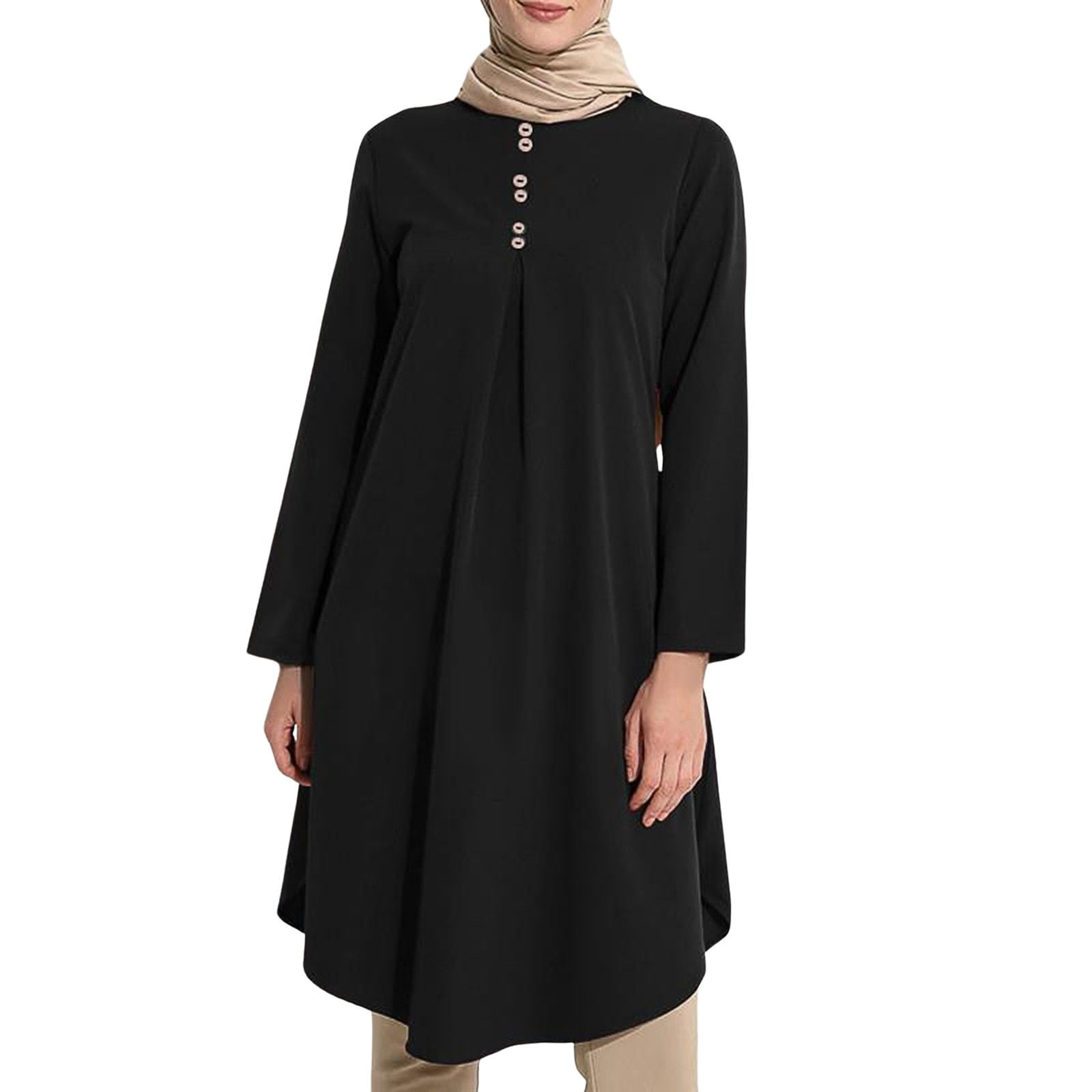 DBAIXID Muslim Dresses for Women Abaya Button Down Henley Shirt Prayer ...