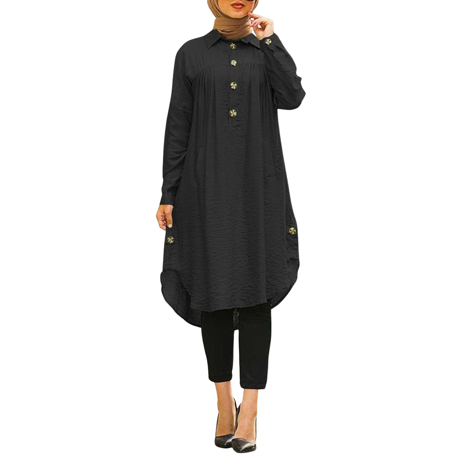 DBAIXID Muslim Dresses for Women Abaya Button Down Henley Shirt Prayer ...