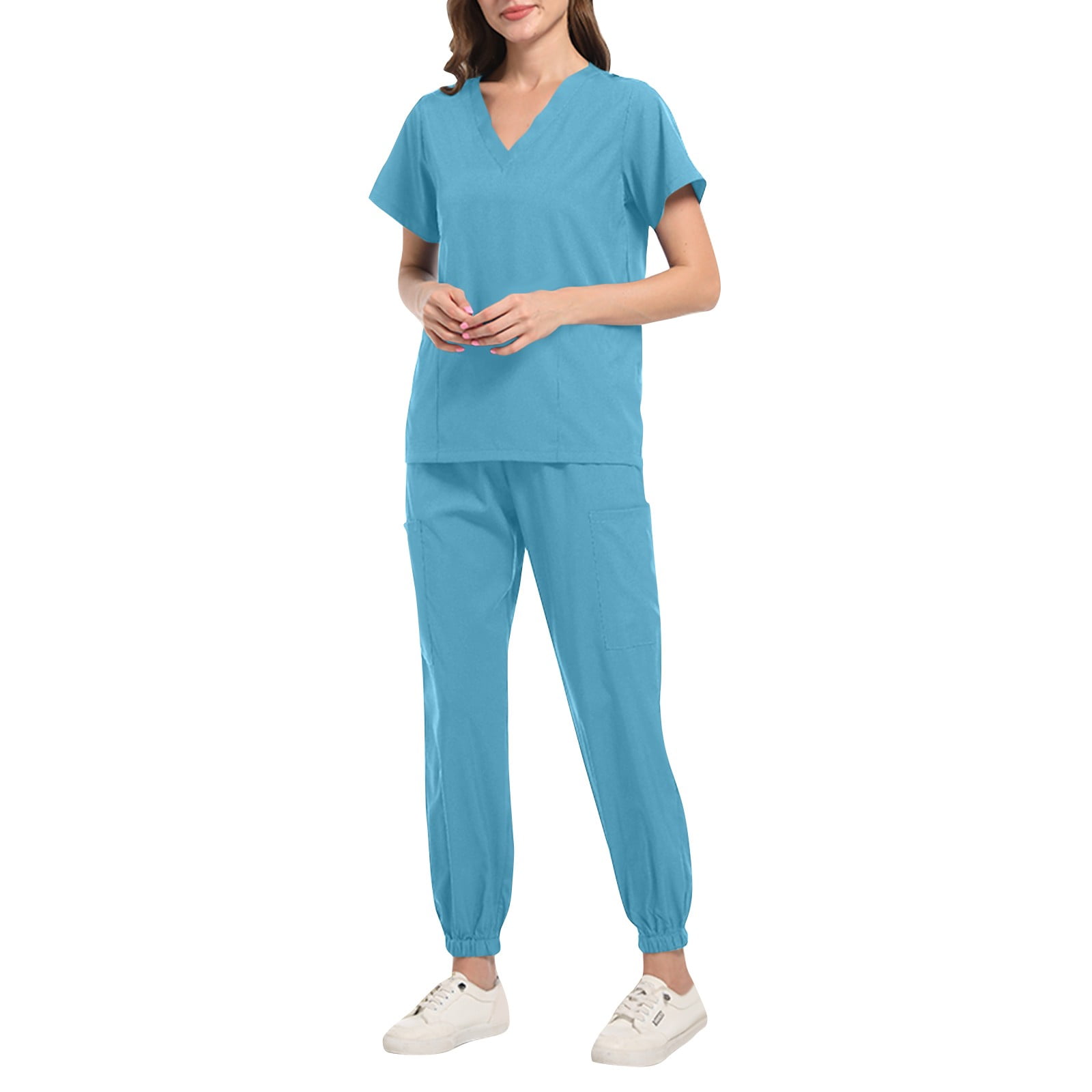 DBAIXID Scrub Set for Women Straight Leg Petite V Neck Moisture ...