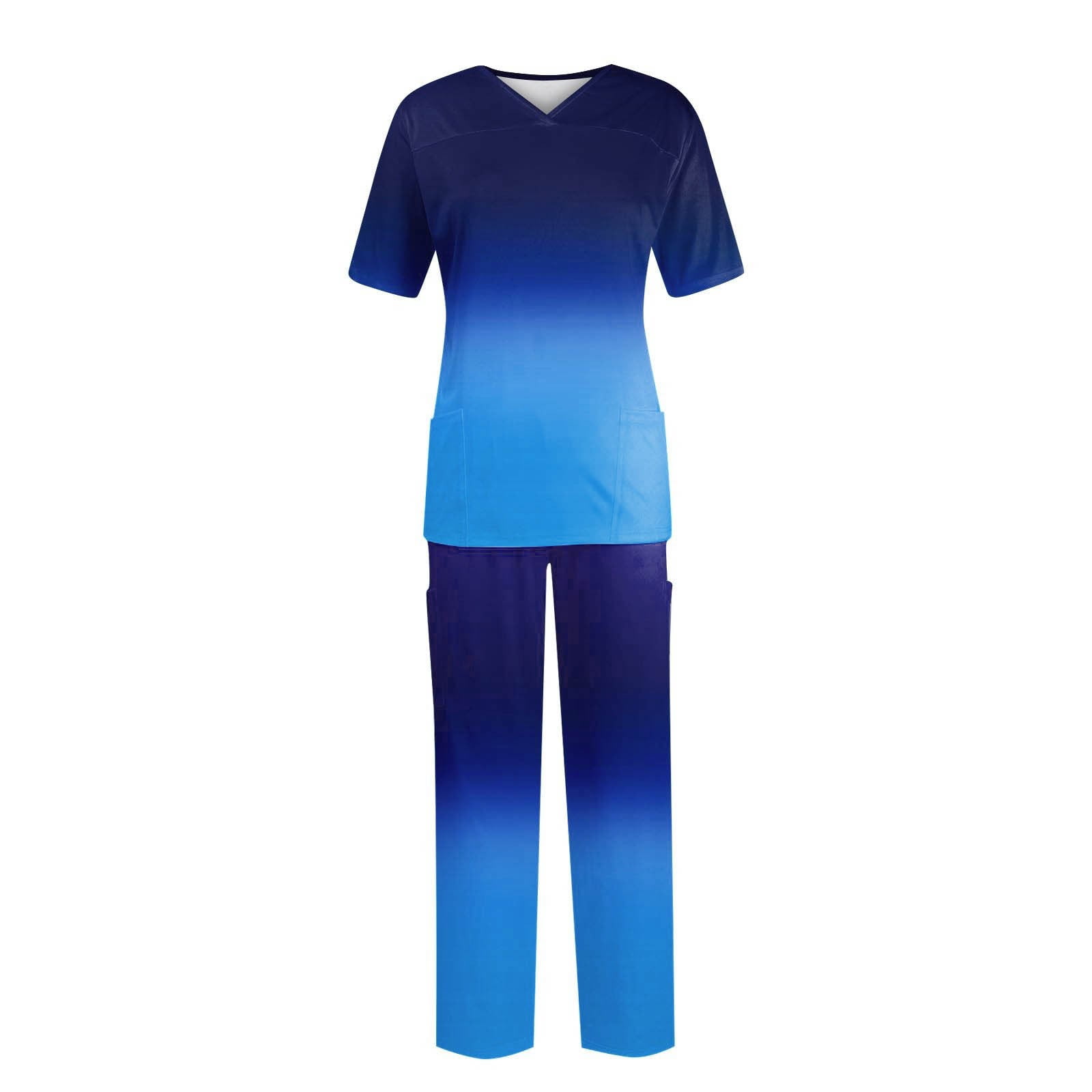 DBAIXID Scrub Suit Women Set Plus Size Straight Leg Solid Color ...