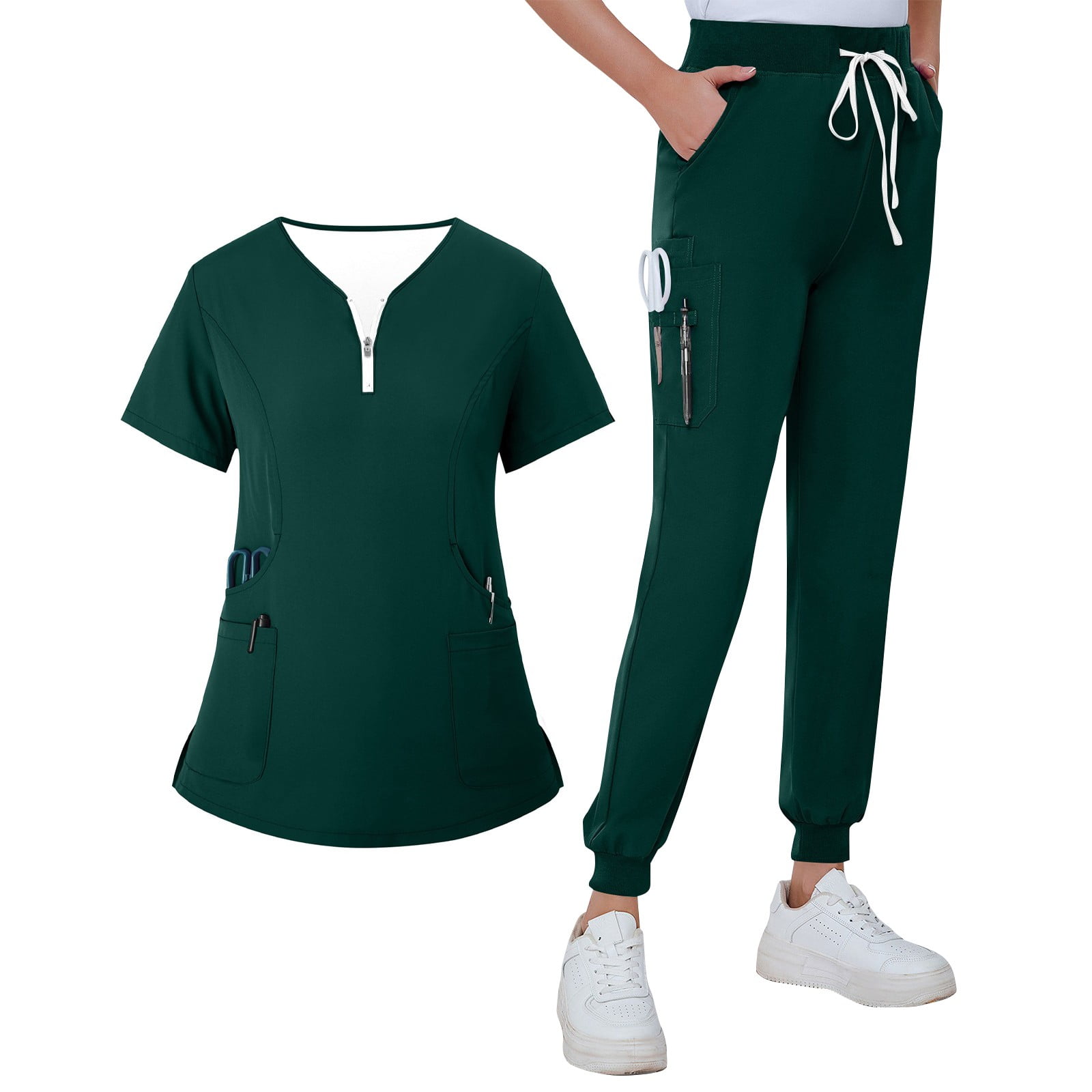 DBAIXID Scrub Suit Women Set Scrubs and Tall Joggers Stretch Solid ...
