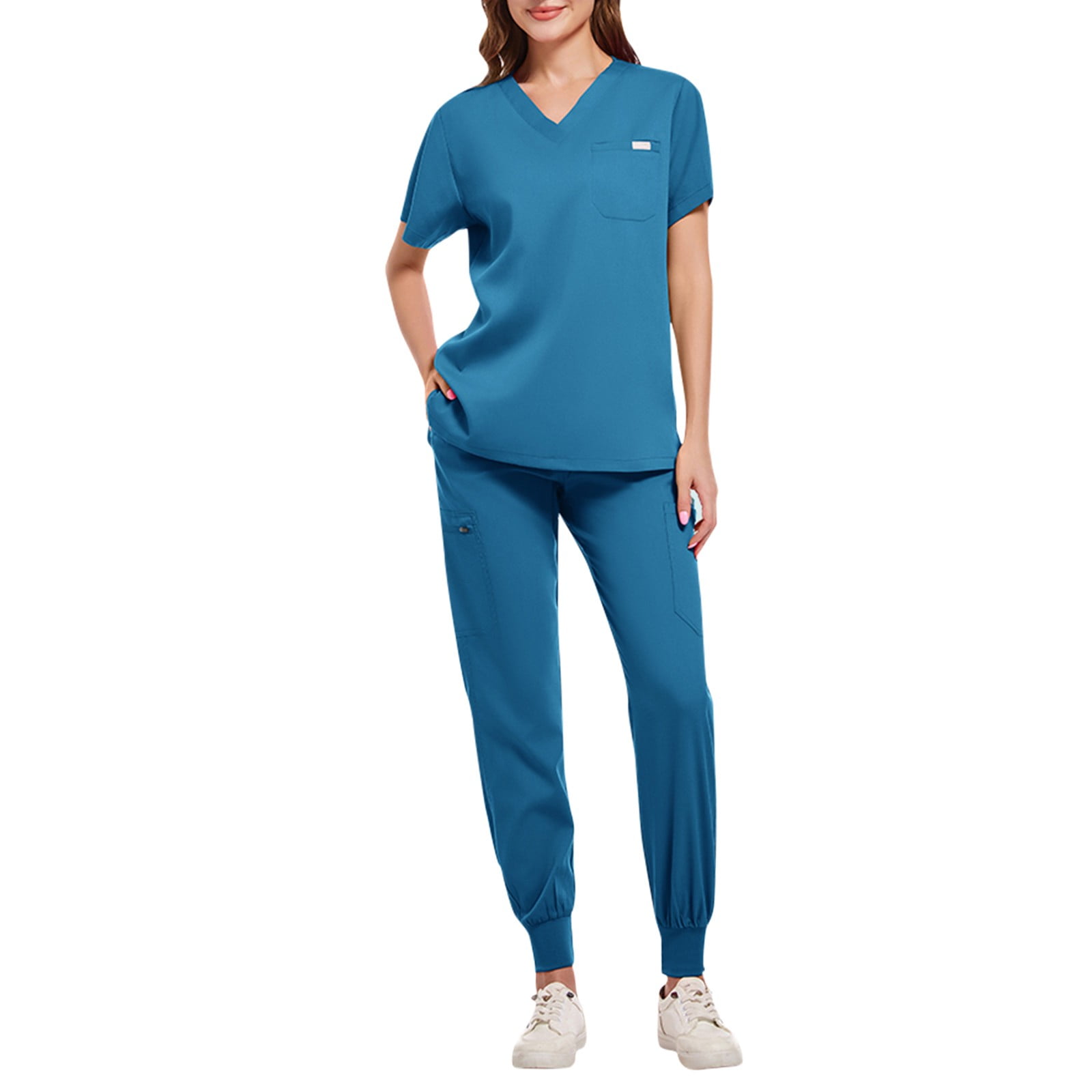 DBAIXID Scrub Uniforms for Women Set Stretch Petite Solid Color ...