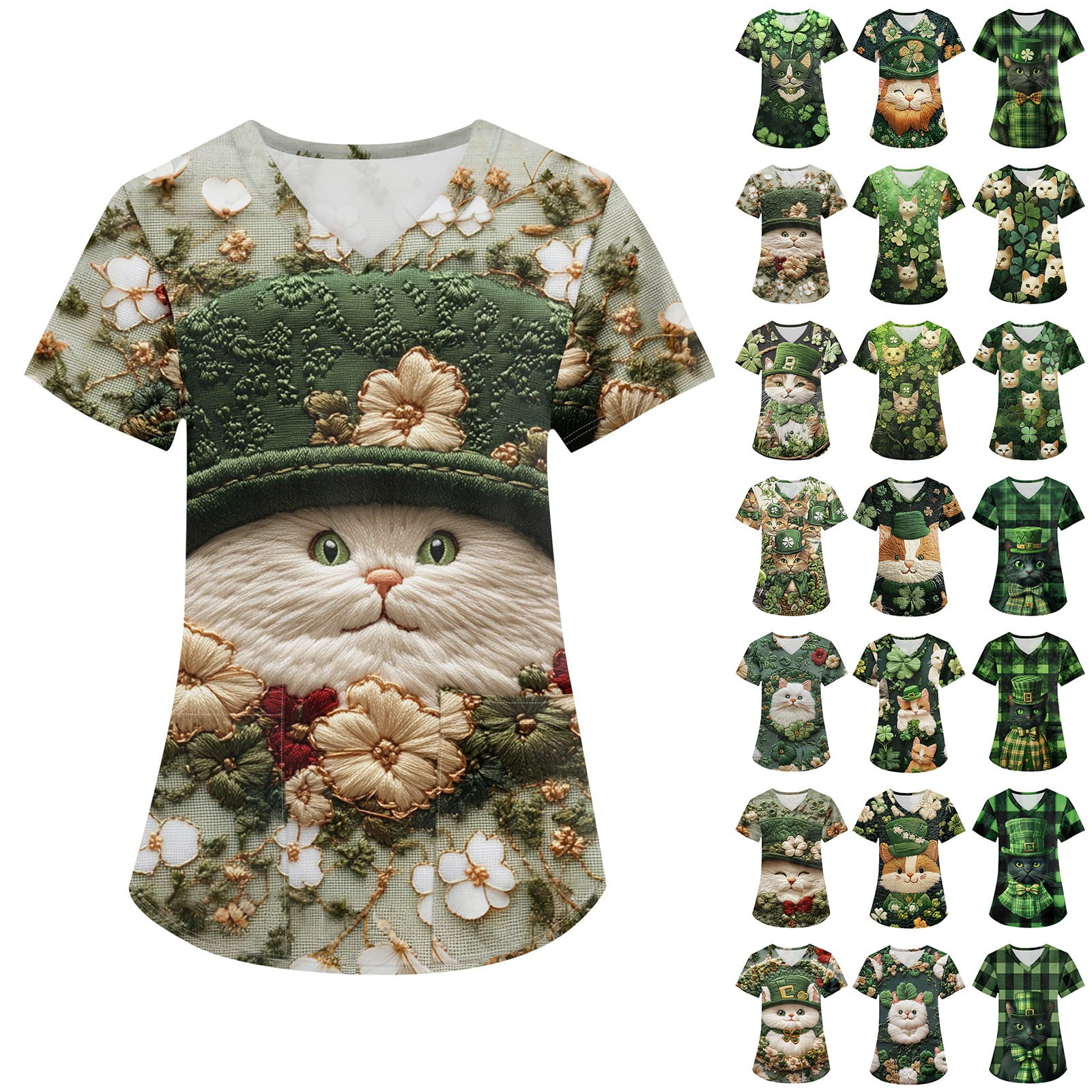 DBAIXID St Patricks Day Scrub Jacket Shirts Womens Oversized Dressy ...