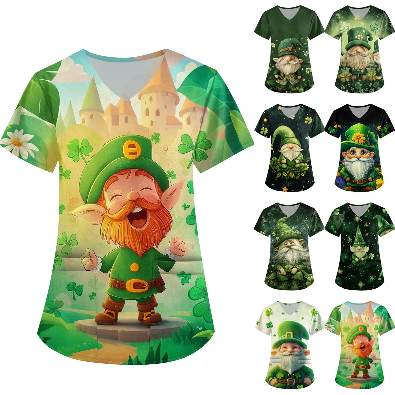 DBAIXID St Patricks Day Scrub Jacket Shirts Womens Oversized Short ...