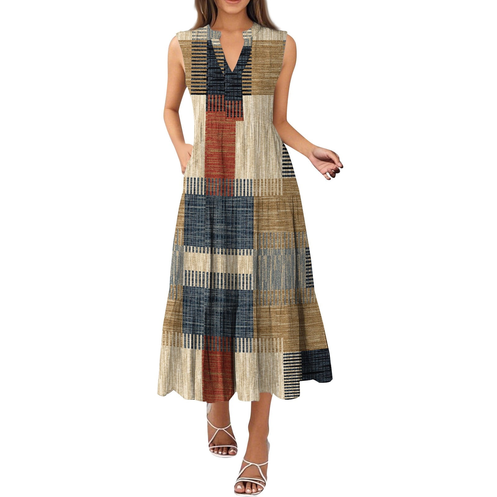 DBAIXID Summer Dresses for Women Sleeveless V Neck Sundresses High ...