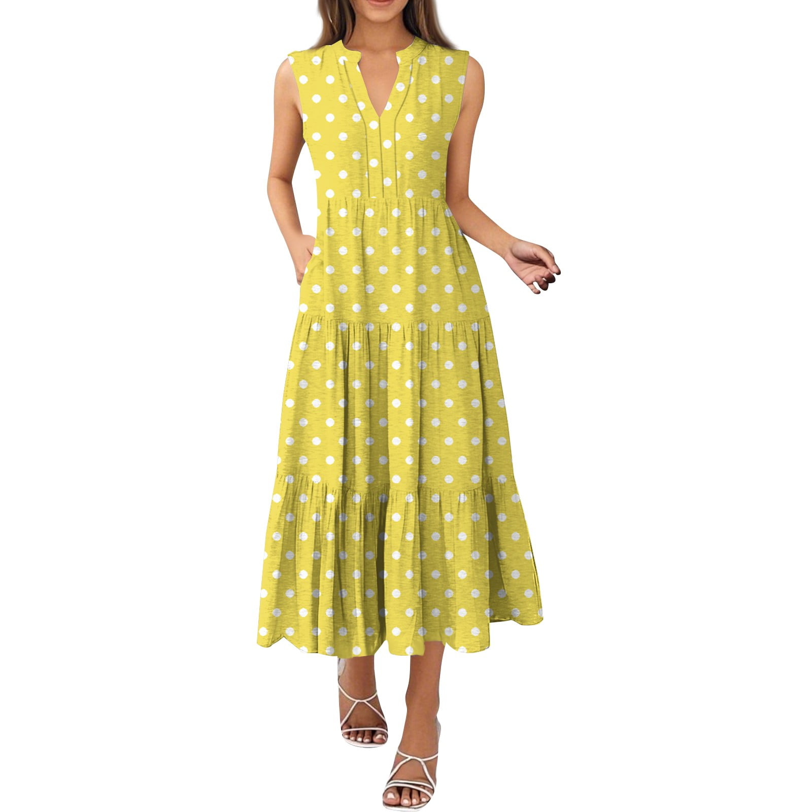 DBAIXID Summer Dresses for Women Sleeveless V Neck Sundresses High ...