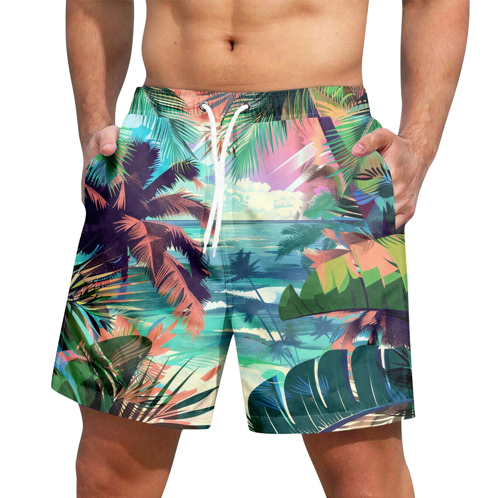 DBAIXID Swim Trunks for Men Summer Tropical Loose Elastic Waist ...