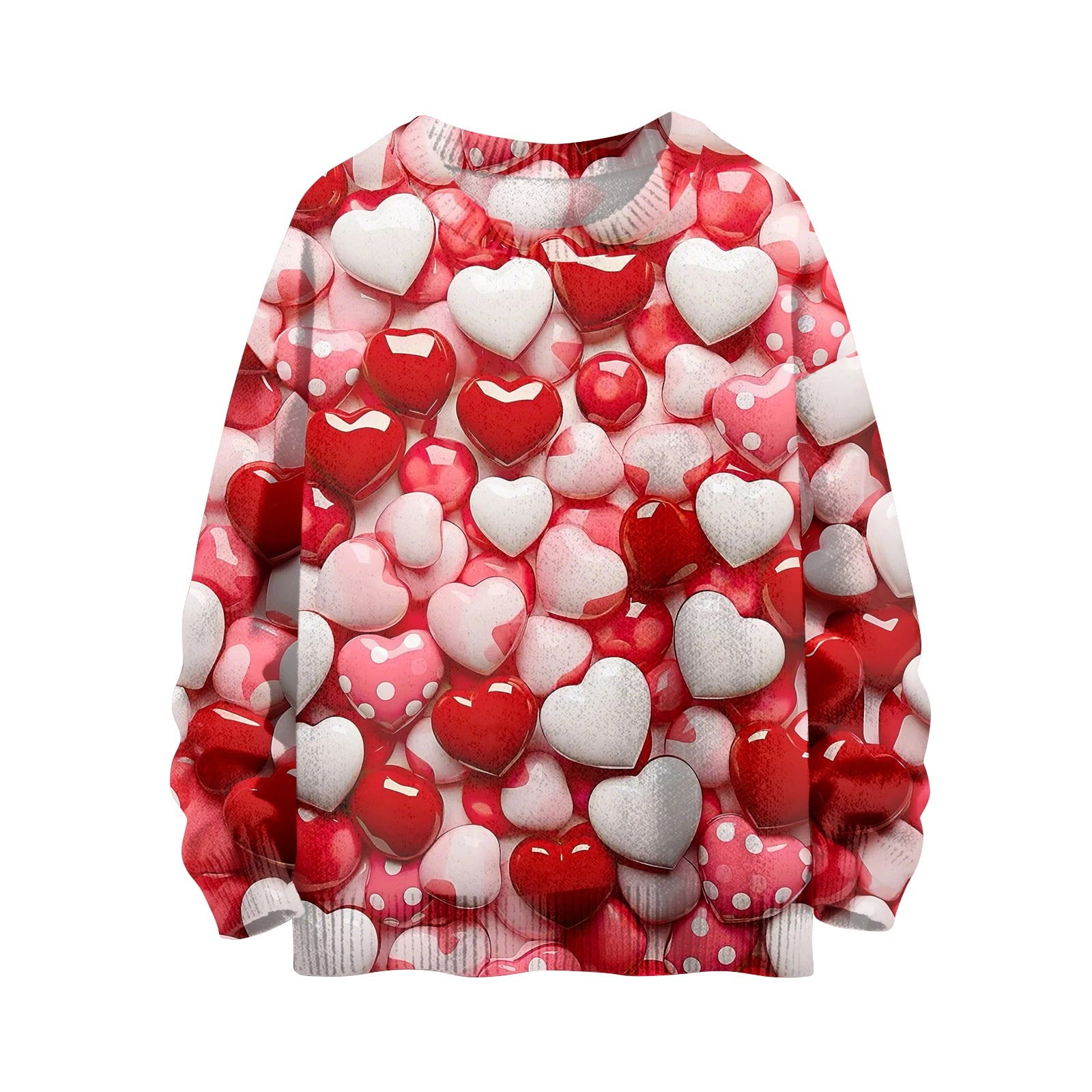 DBAIXID Valentine Womens Sweaters 2x Heart Print Oversized Fuzzy 2025 Warm Valentine's Day ...